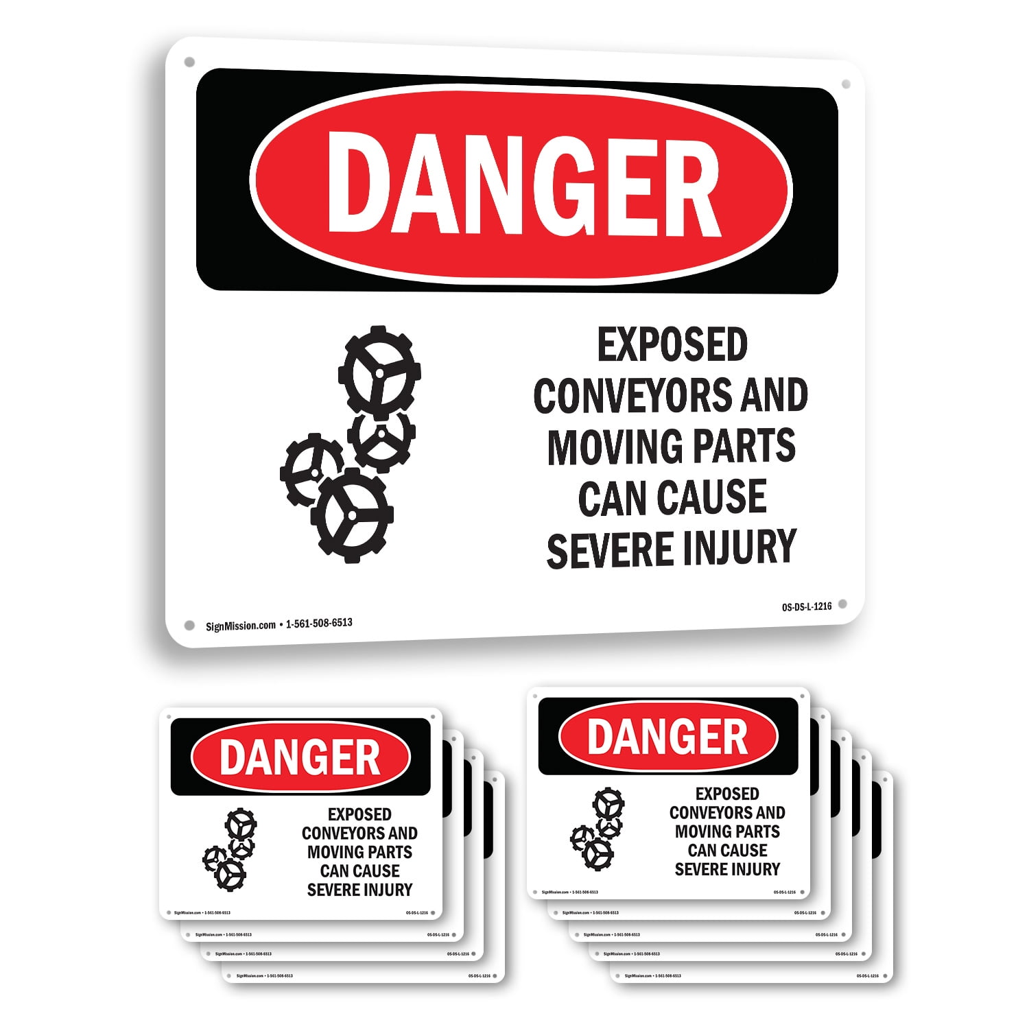 Exposed Conveyors And Moving Parts OSHA Danger Rigid Plastic Sign 18 ...