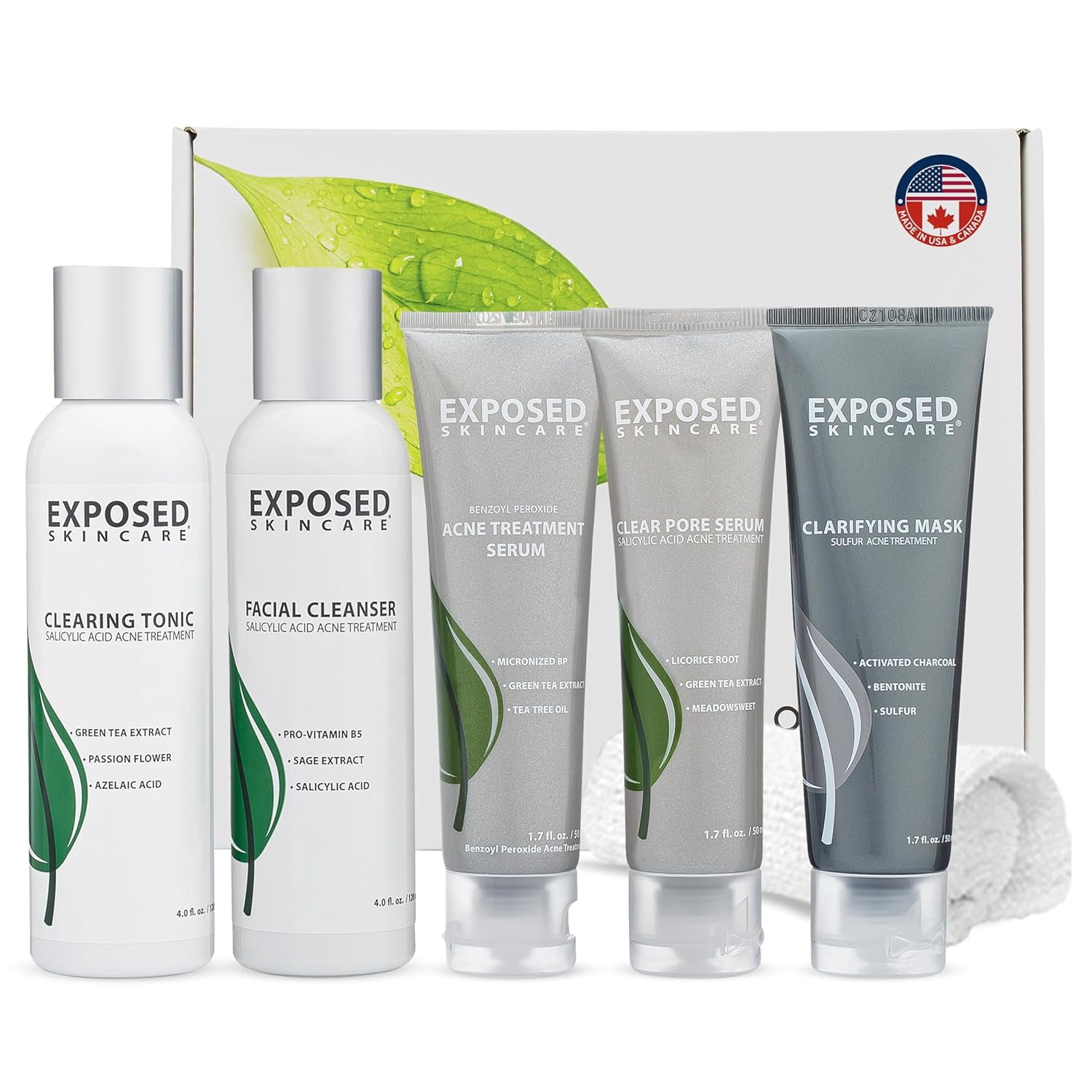Exposed Skin Care Acne Treatment Kit - Includes Facial Cleanser ...