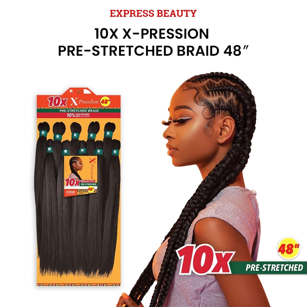 Express Beauty X-Pression Synthetic Braiding Hair 10X Pre-Stretched ...