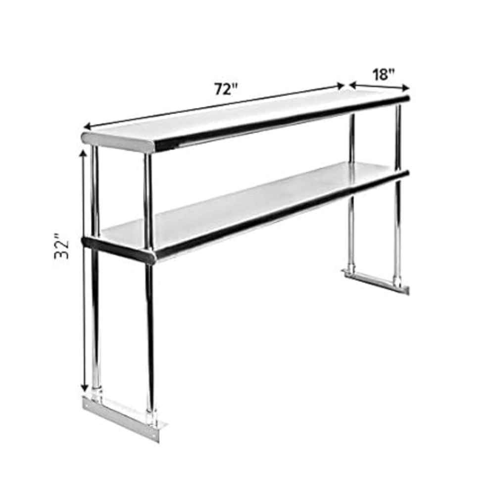Express KitchQuip Stainless Steel Double Over-Shelf with Brackets for ...