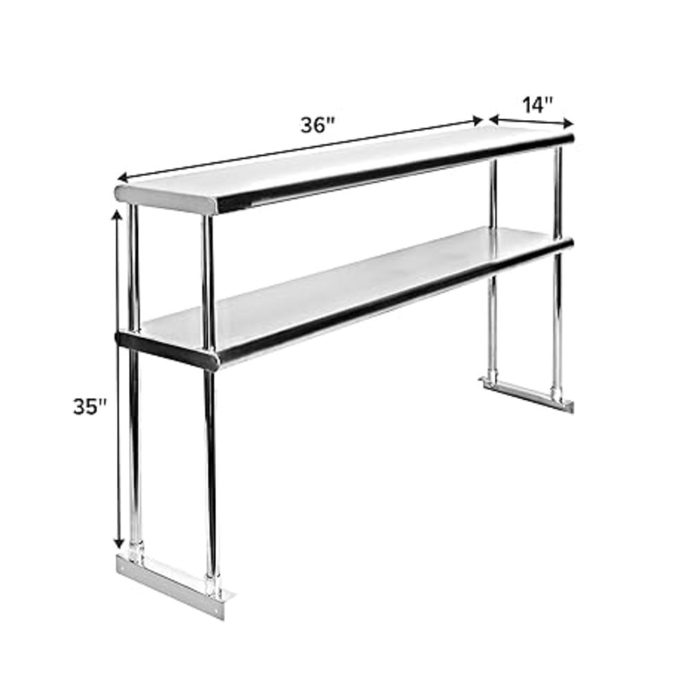 Express KitchQuip Stainless Steel Double Over-Shelf with Brackets for ...