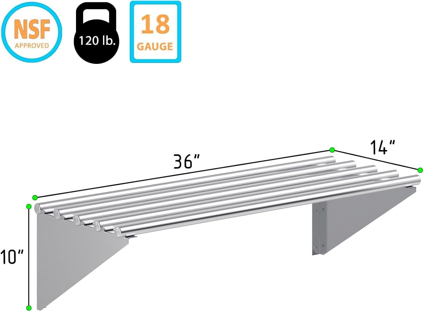 Express KitchQuip Stainless Steel Tubular Wall Shelf | Appliance ...