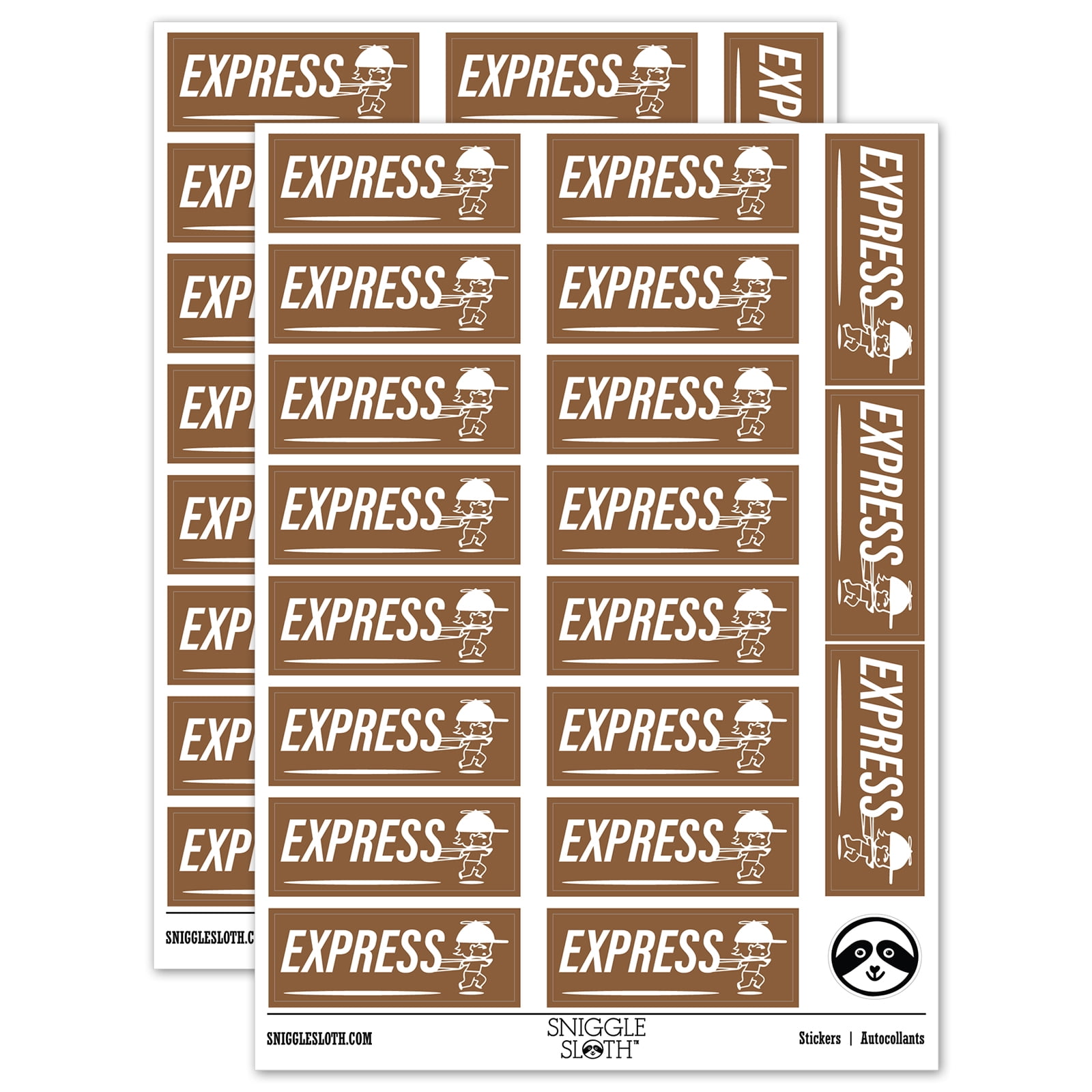 Express Mail Service Expedited Running Person Sticker Set - Brown ...