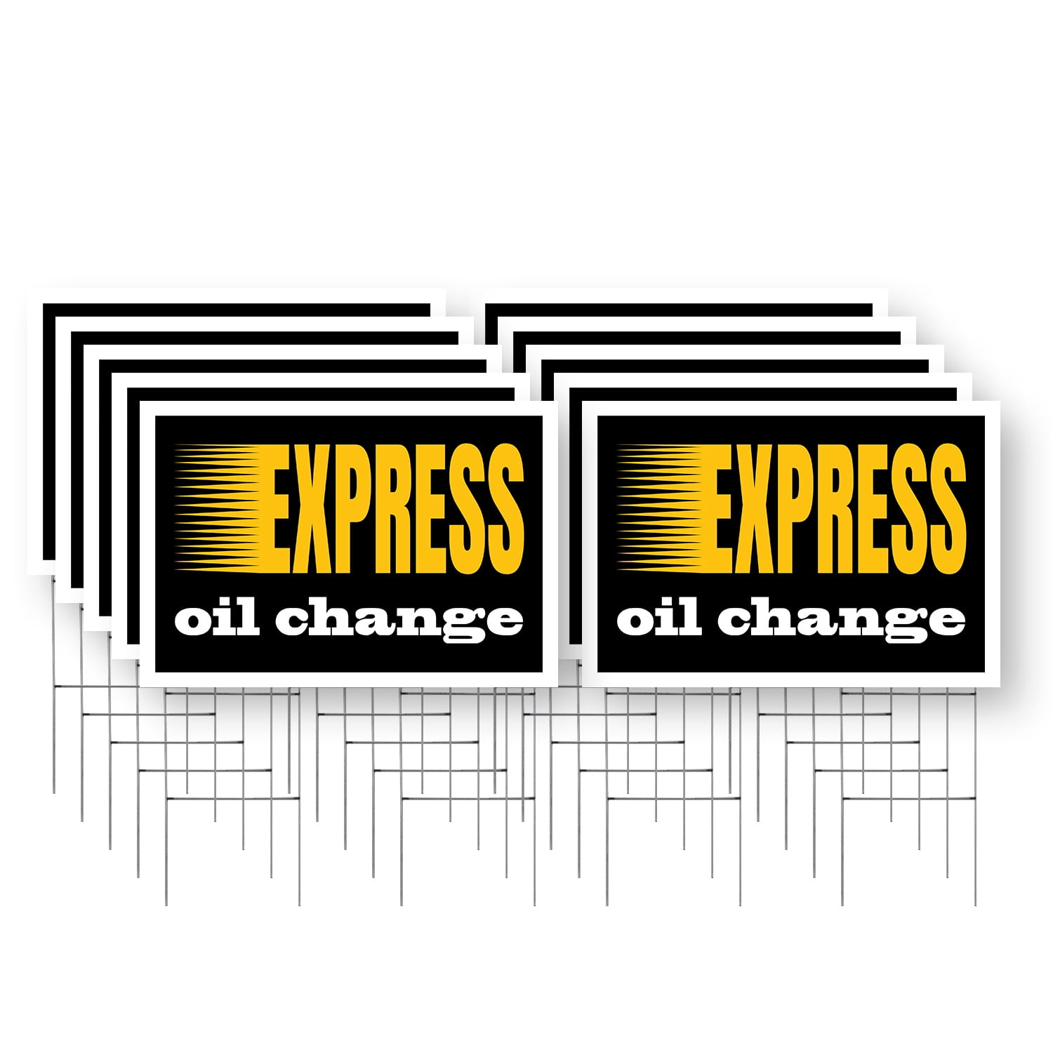 Express Oil Change Yard Sign 10 Pack of 24 Inch x 36 Inch Double Sided ...
