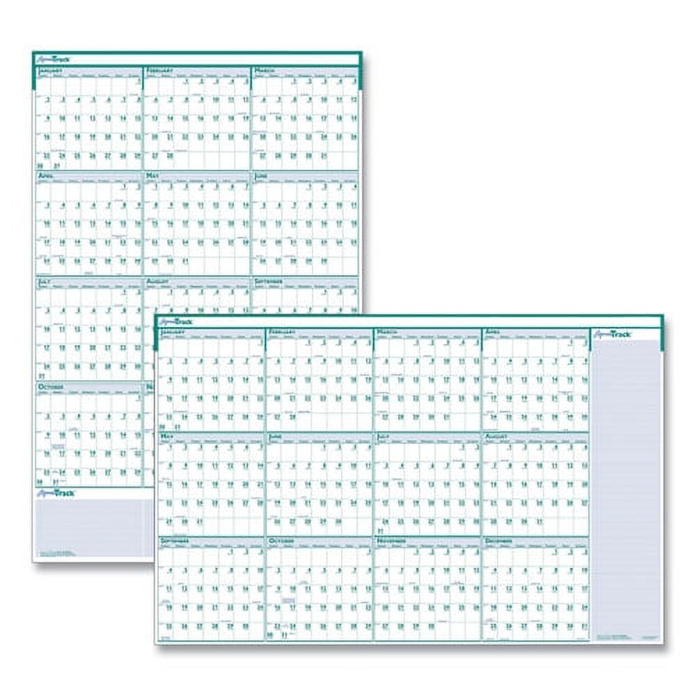 Express Track Recycled Reversible/Erasable Yearly Wall Calendar, 24 x ...