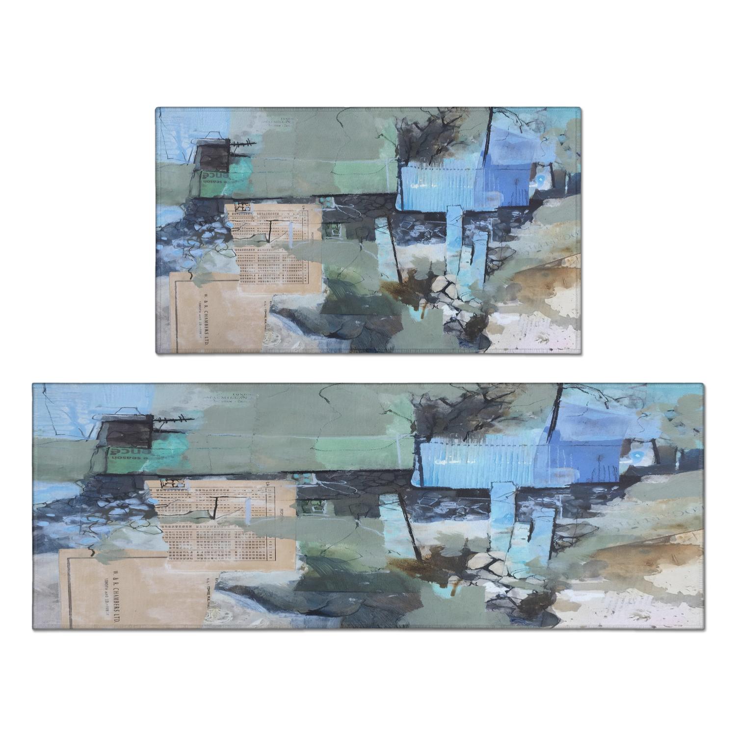 Express Your Style with Non-Skid, Washable Blue Grey Kitchen Rugs and ...