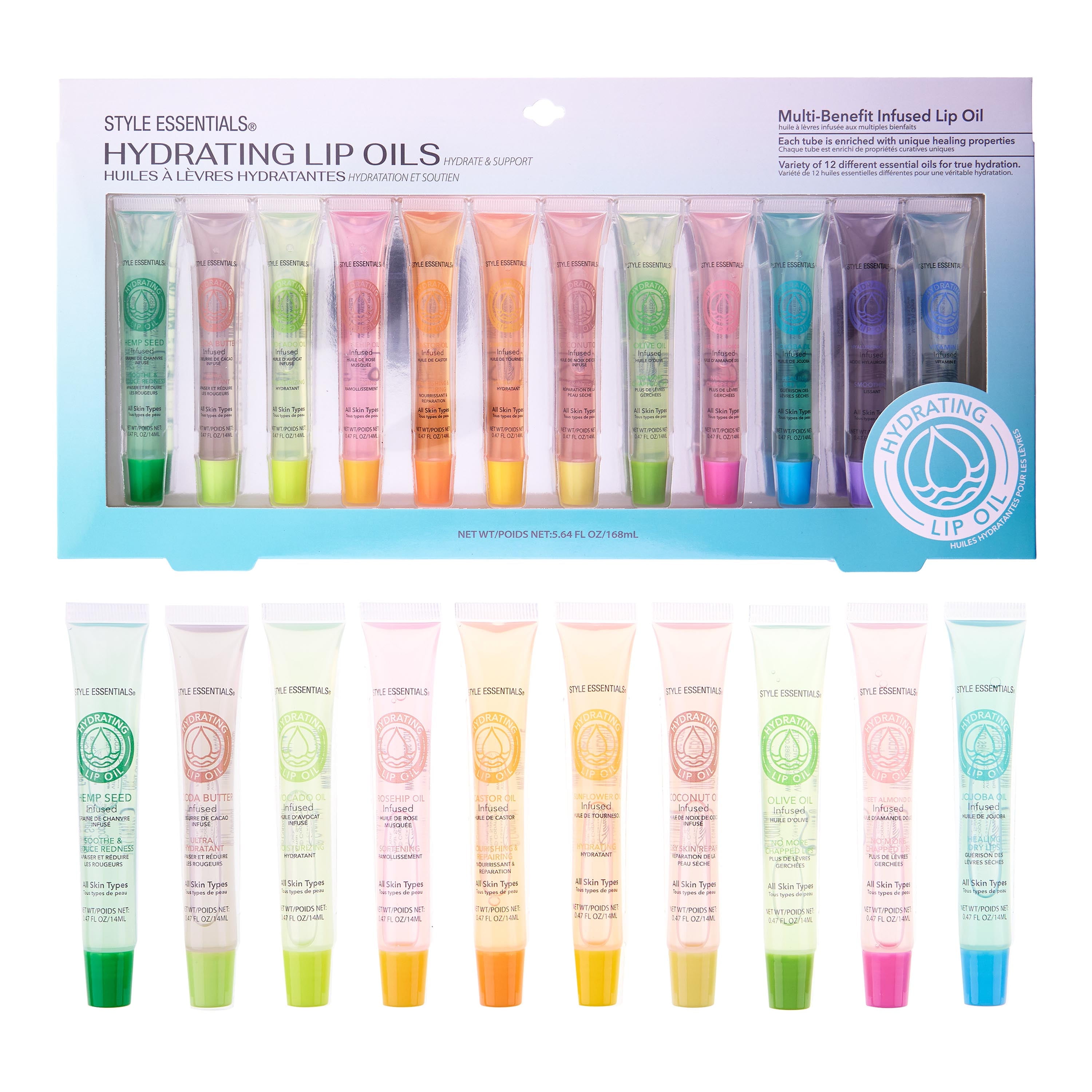 Expressions 12pc Hydrating Lip Gloss with Essential Oils, Multicolor ...