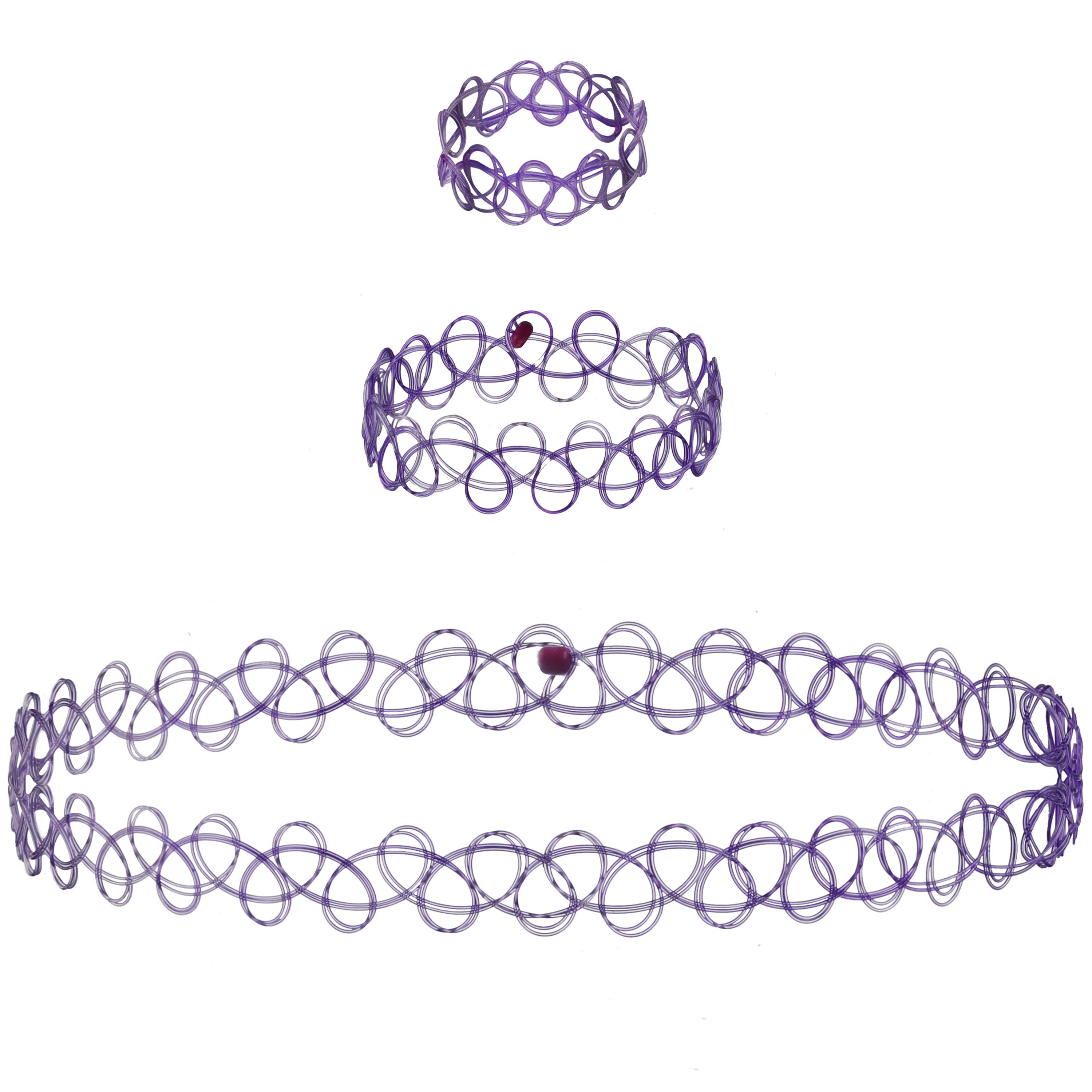 Expressions 3pc Assorted Tattoo Stretch Jewelry Collection - Purple ...