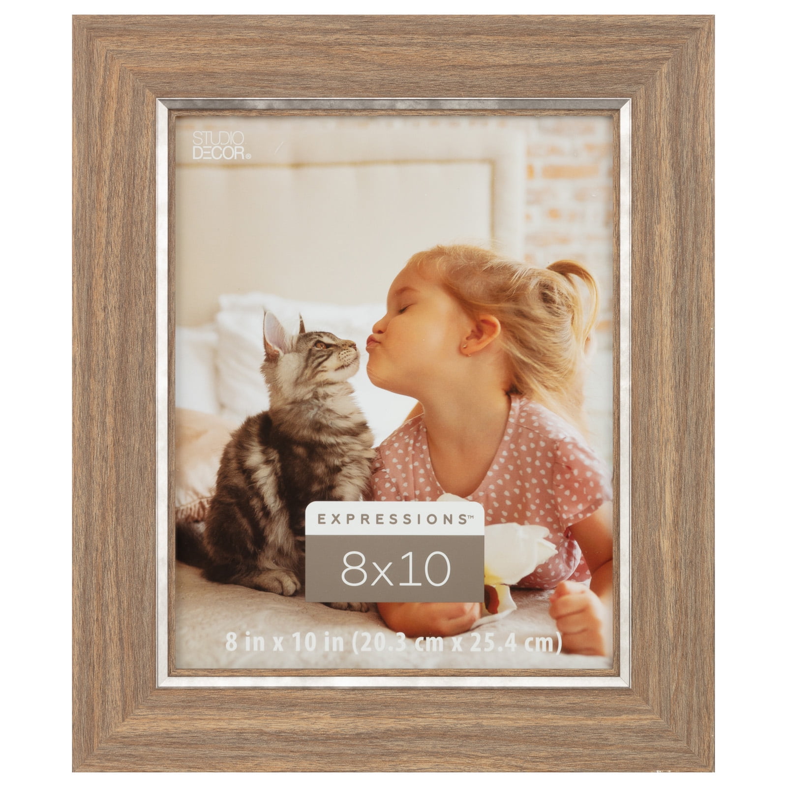 Expressions™ 8" x 10" Faux Wood with Silver Inner Frame by Studio Décor ...
