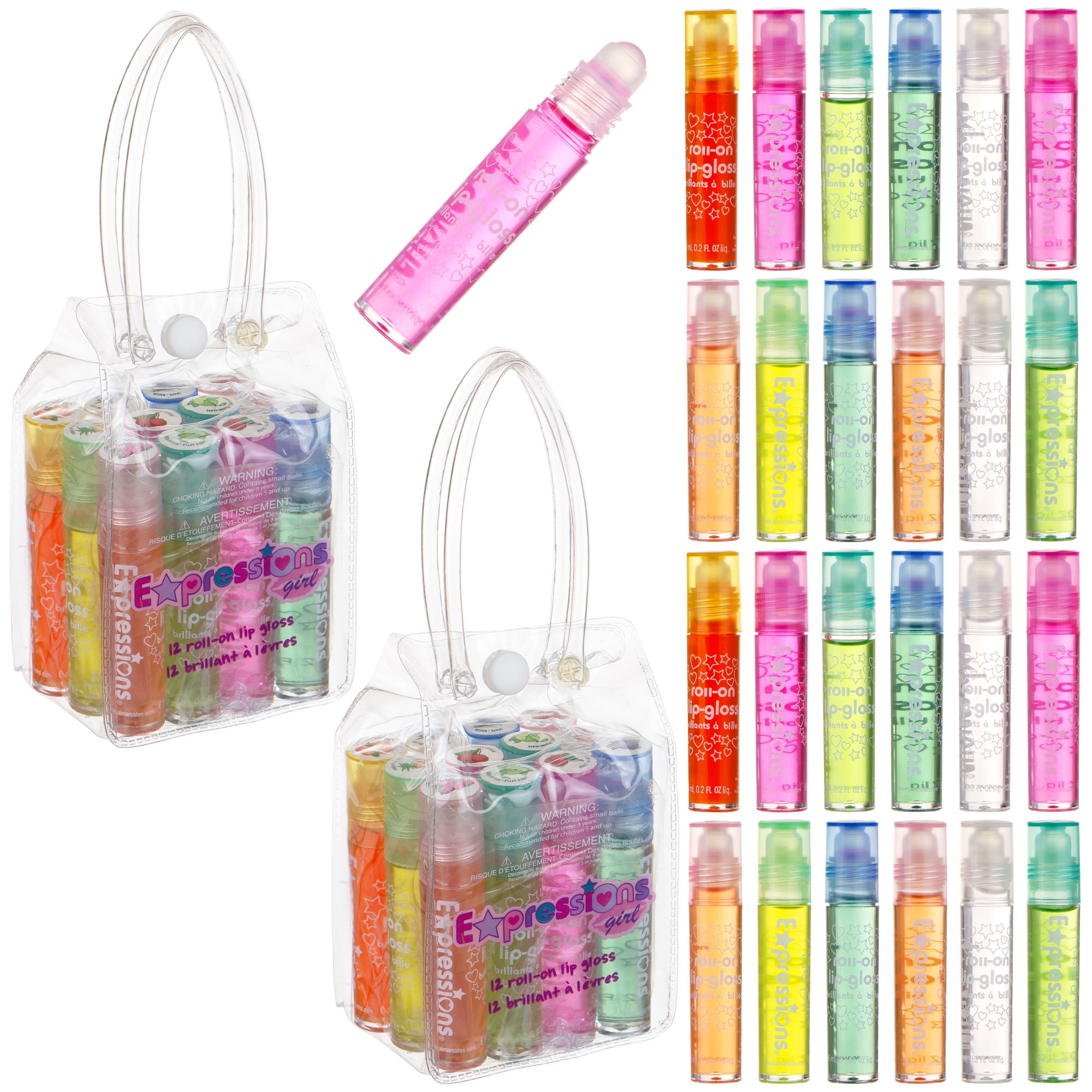 Expressions girl 24pc Roll On Lip Gloss Set with Carrying Case, Glossy ...