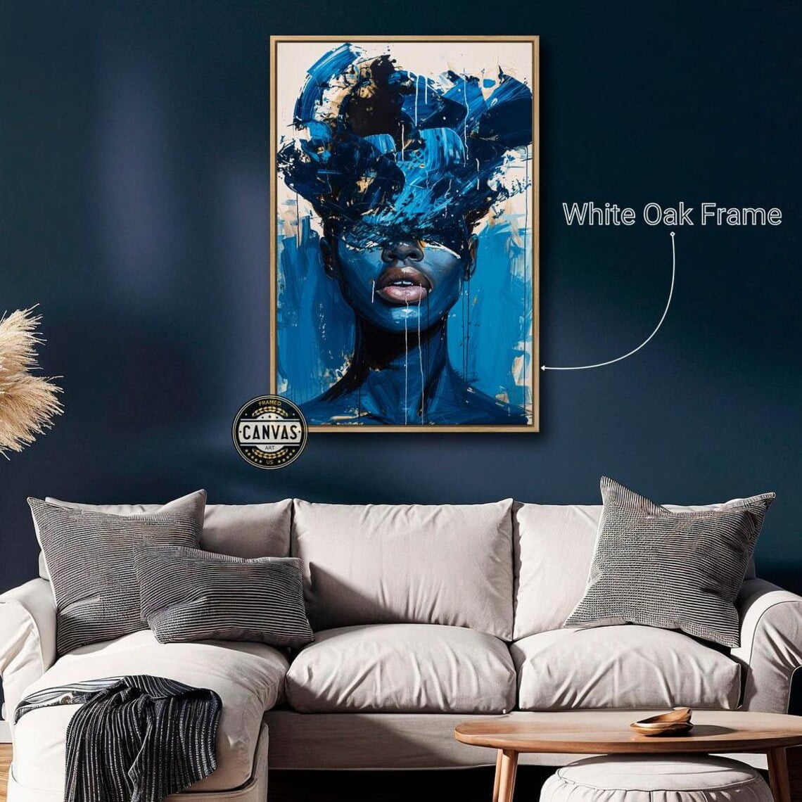 Expressive Abstract Face Poster Feminine Beauty Wall Art Bold Blue ...