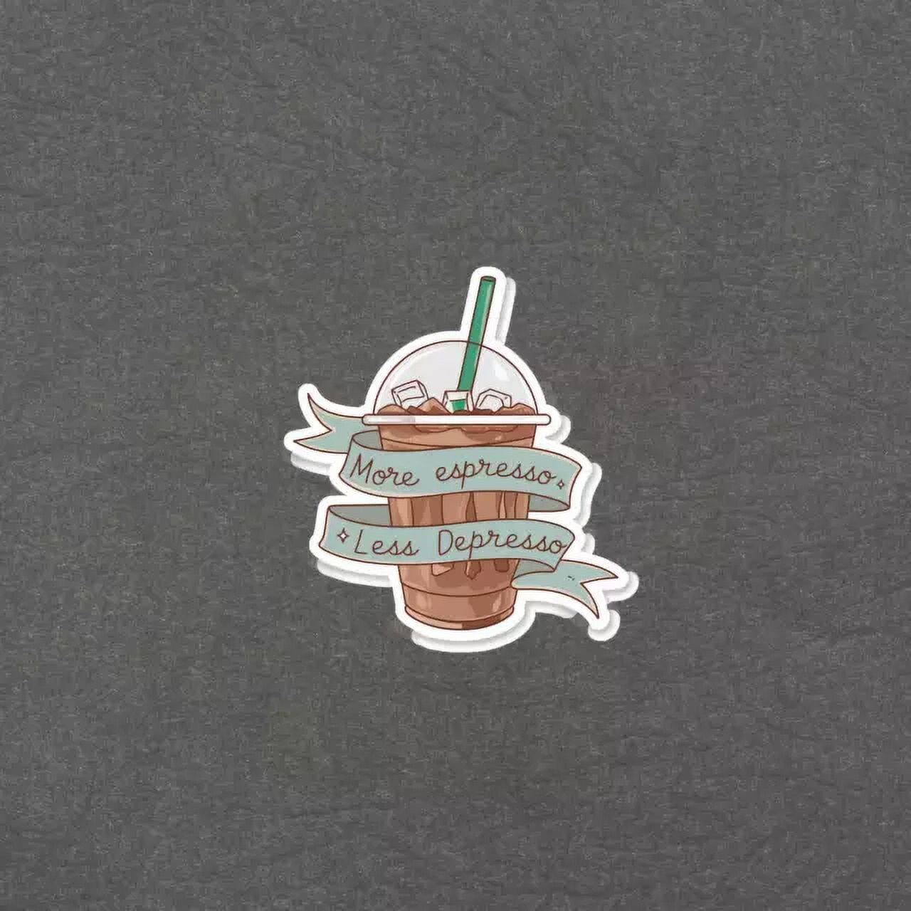 Expresso Less Depresso Cute Coffee Lover Vinyl Stickerphone Decal Water ...