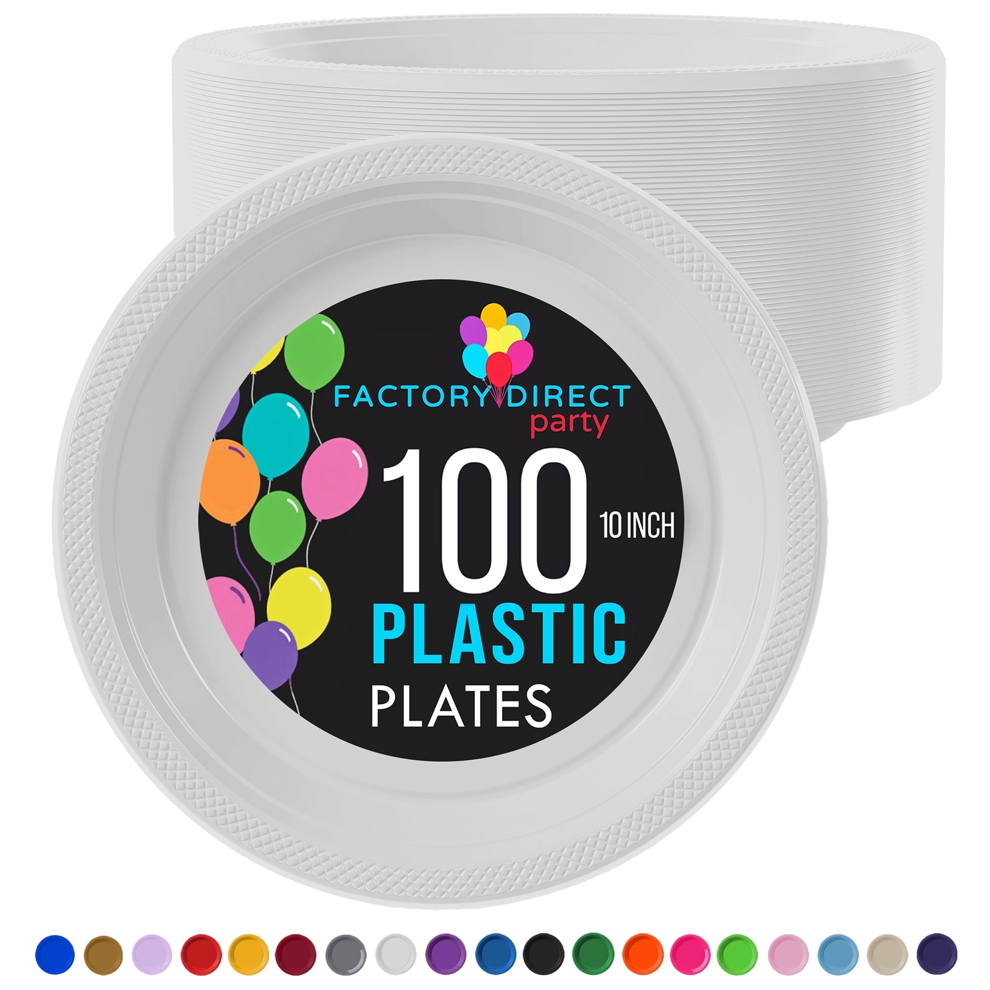 "Exquisite Heavy Duty Large 10"" Disposable Plastic Plates - Bulk 100 ...