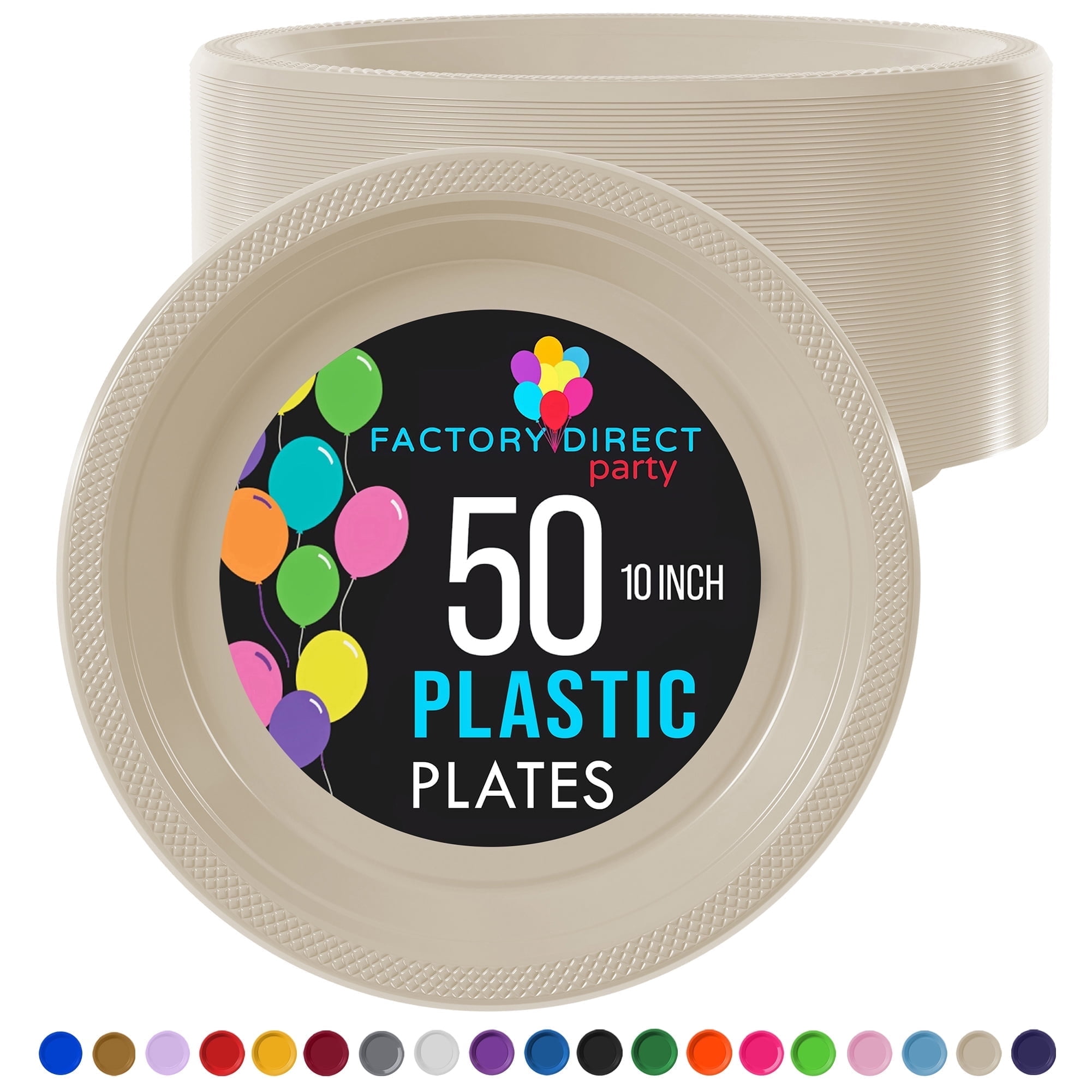 Exquisite 10" Lightweight Disposable Plastic Party Plates - 50 Count ...