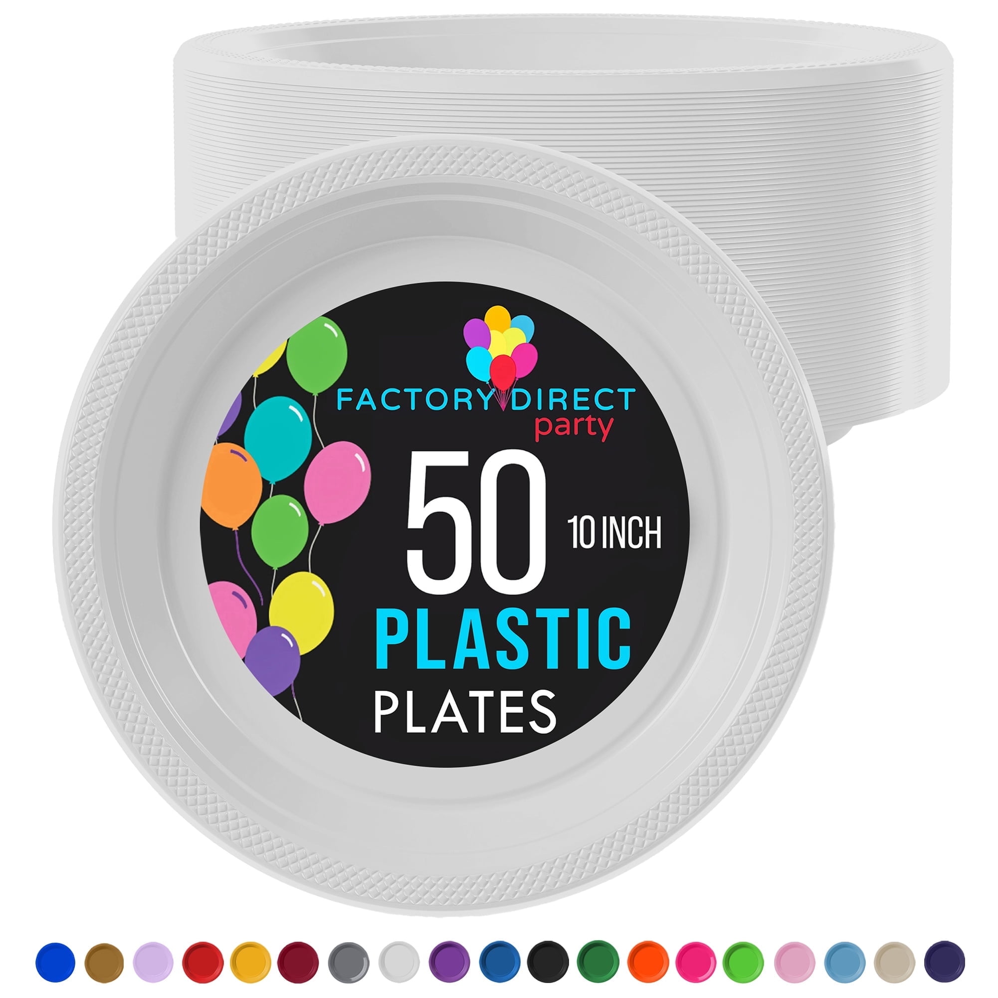 "Exquisite Premium Large 10"" Heavy Duty Disposable Plates - Bulk 50 ...