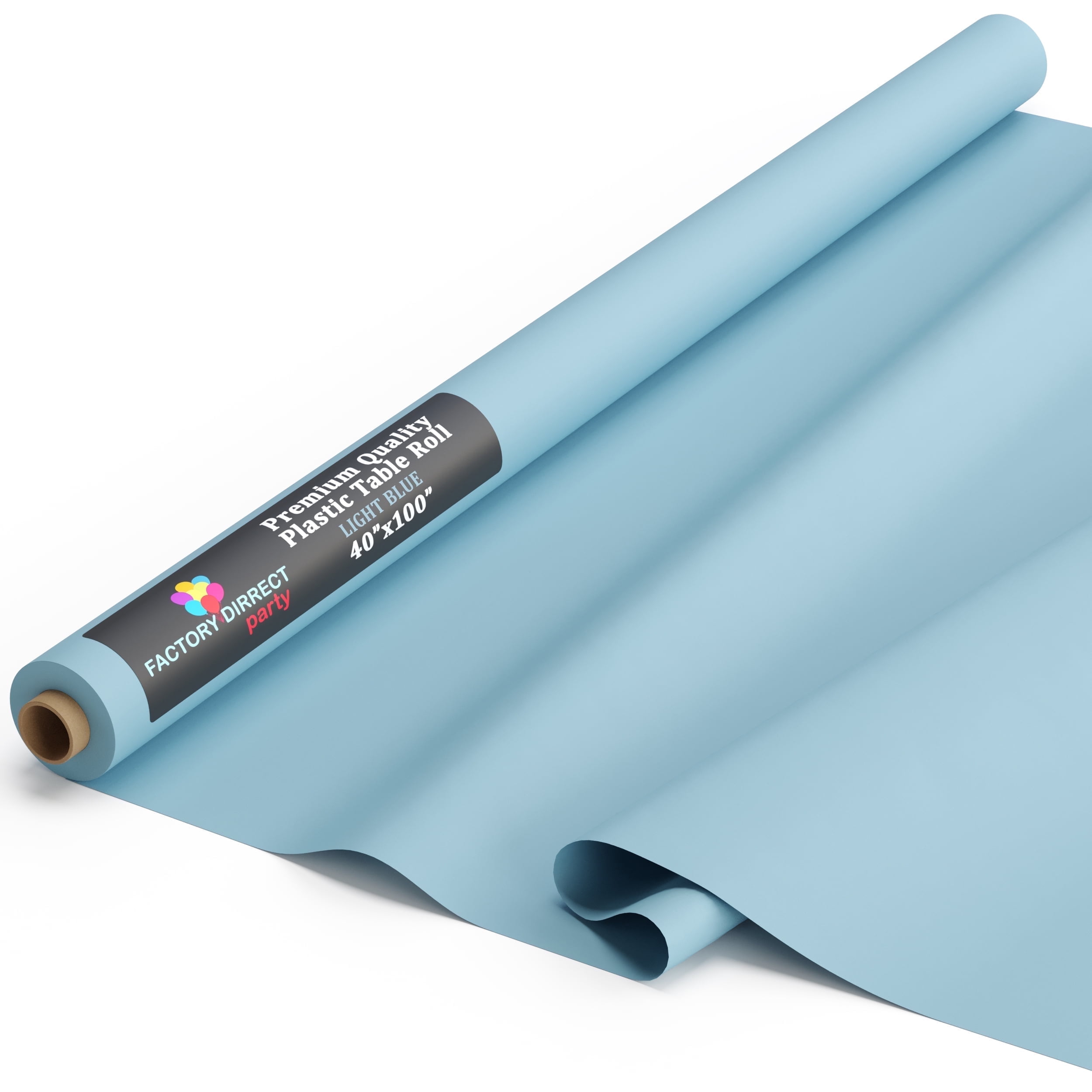 Exquisite Disposable Light Blue Plastic Tablecloth Roll, 100 ft. x 40 ...