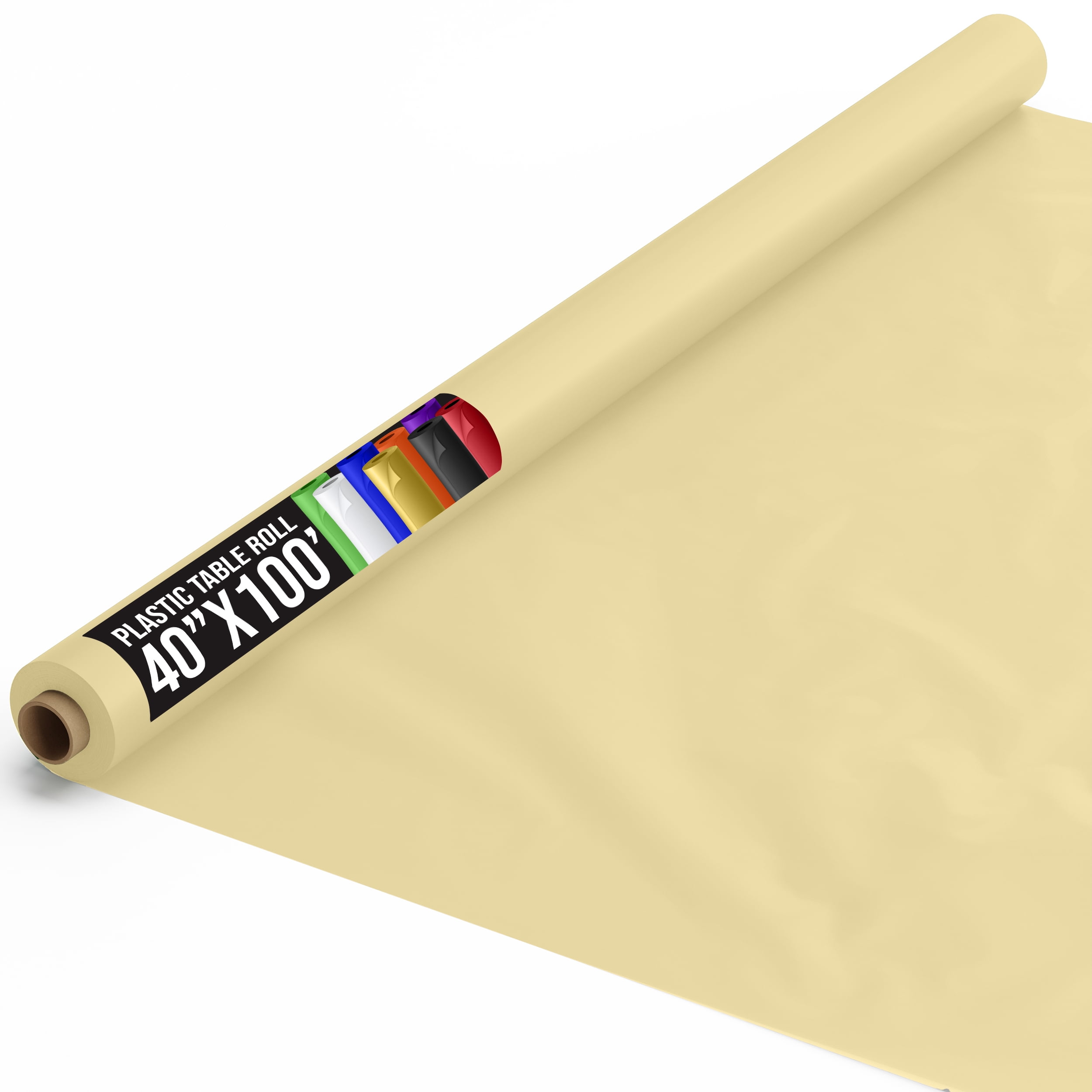 Exquisite 100 ft. x 40 in. Plastic Light Yellow Tablecloth Rolls ...
