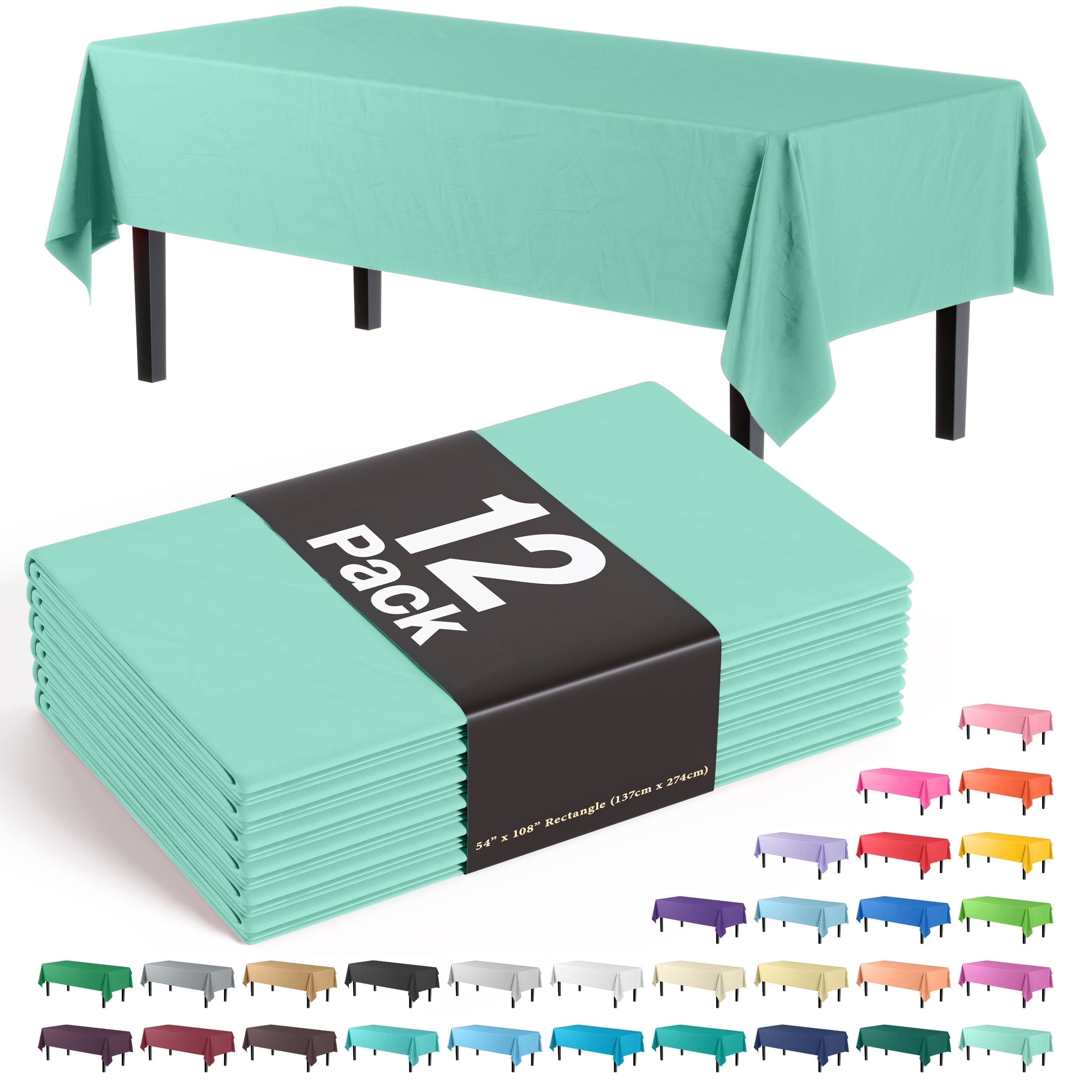 Exquisite Premium Rectangular Disposable Plastic Table Cover, 12 Pack ...