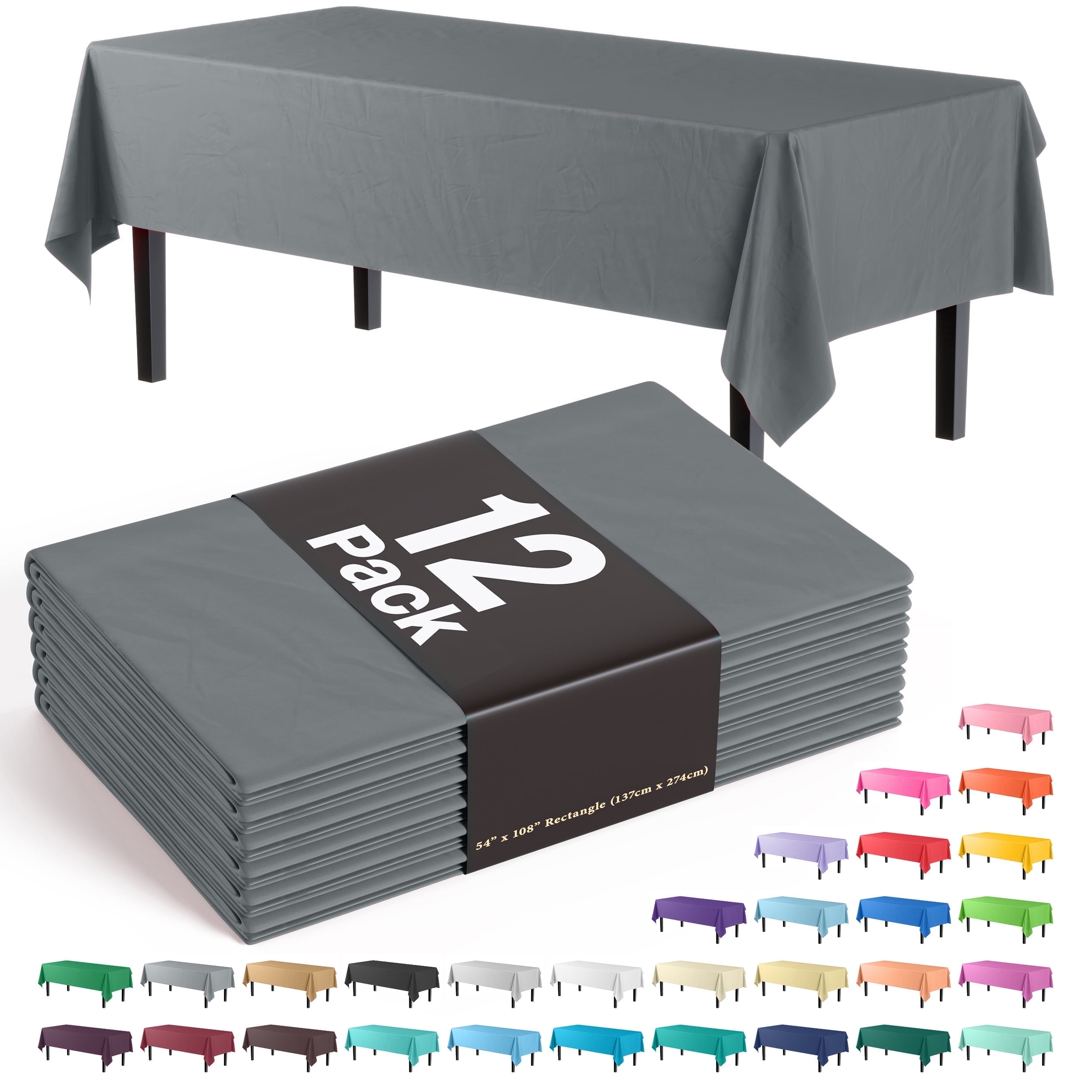 "Exquisite 12 Pack Premium Rectangular Silver Plastic Table Covers ...
