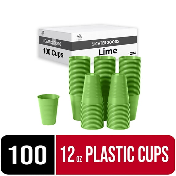 Exquisite 12 oz Disposable Cups - 100 Heavy Duty Plastic Cups - Lime Green - Walmart.com