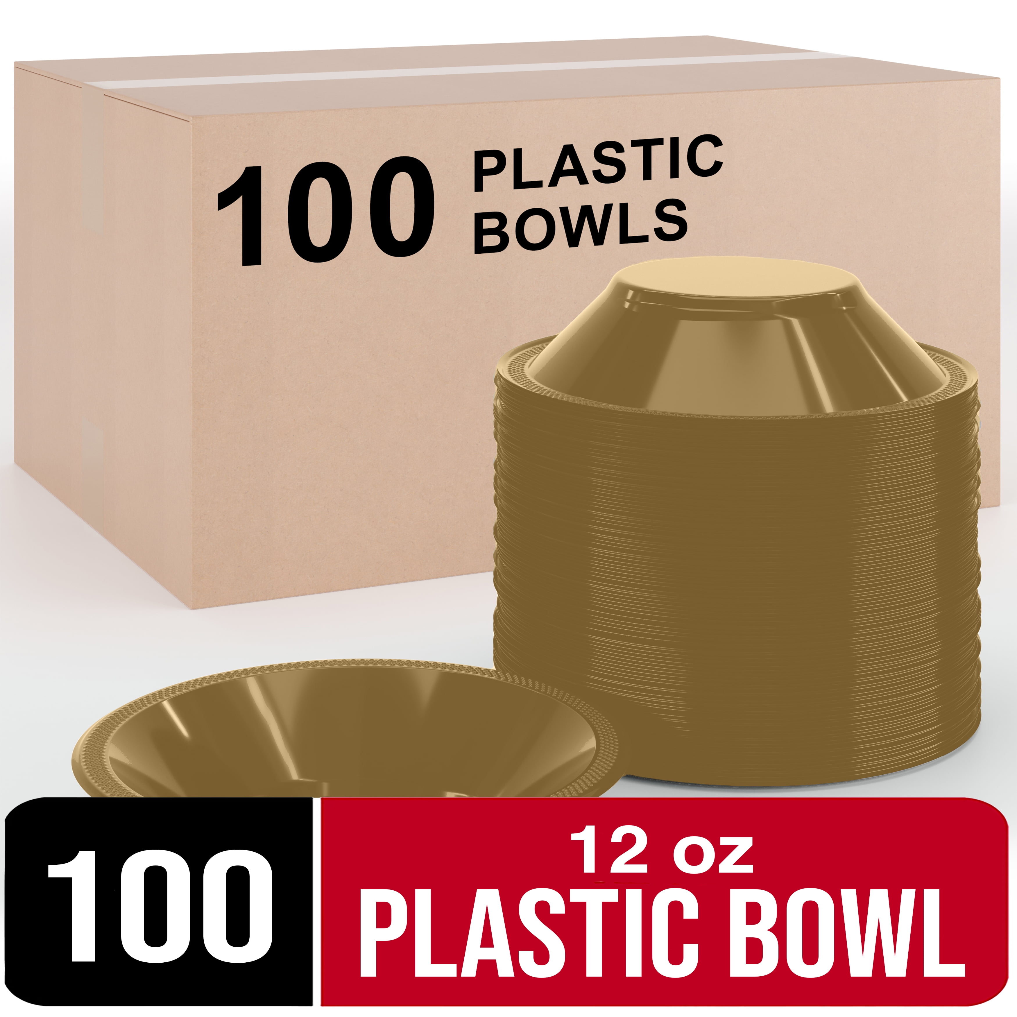 Exquisite 12 oz Fancy Round Gold Plastic Soup Bowls - 100 Count for ...