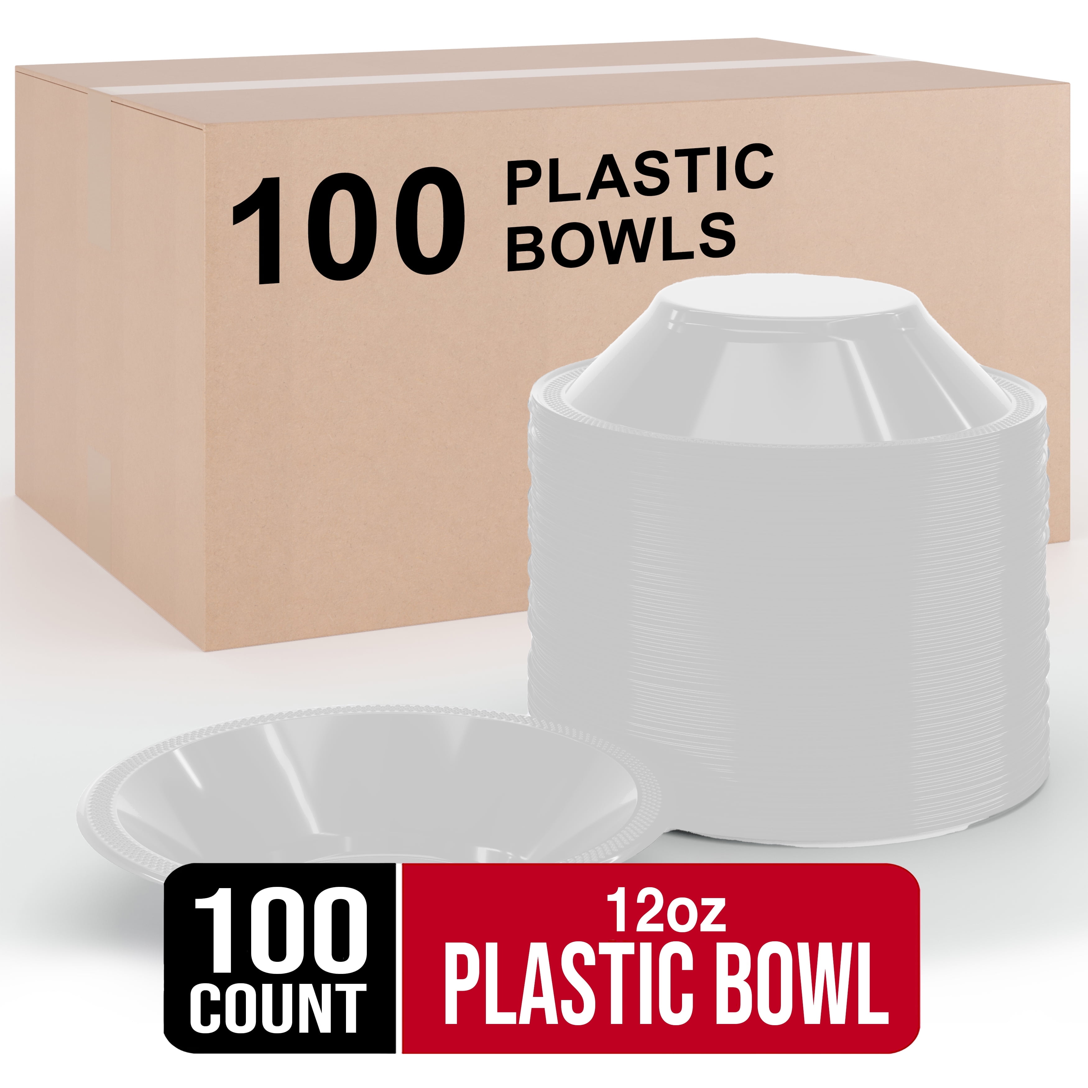 Exquisite 12 oz Plastic Party Bowls, 100ct White - Walmart.com