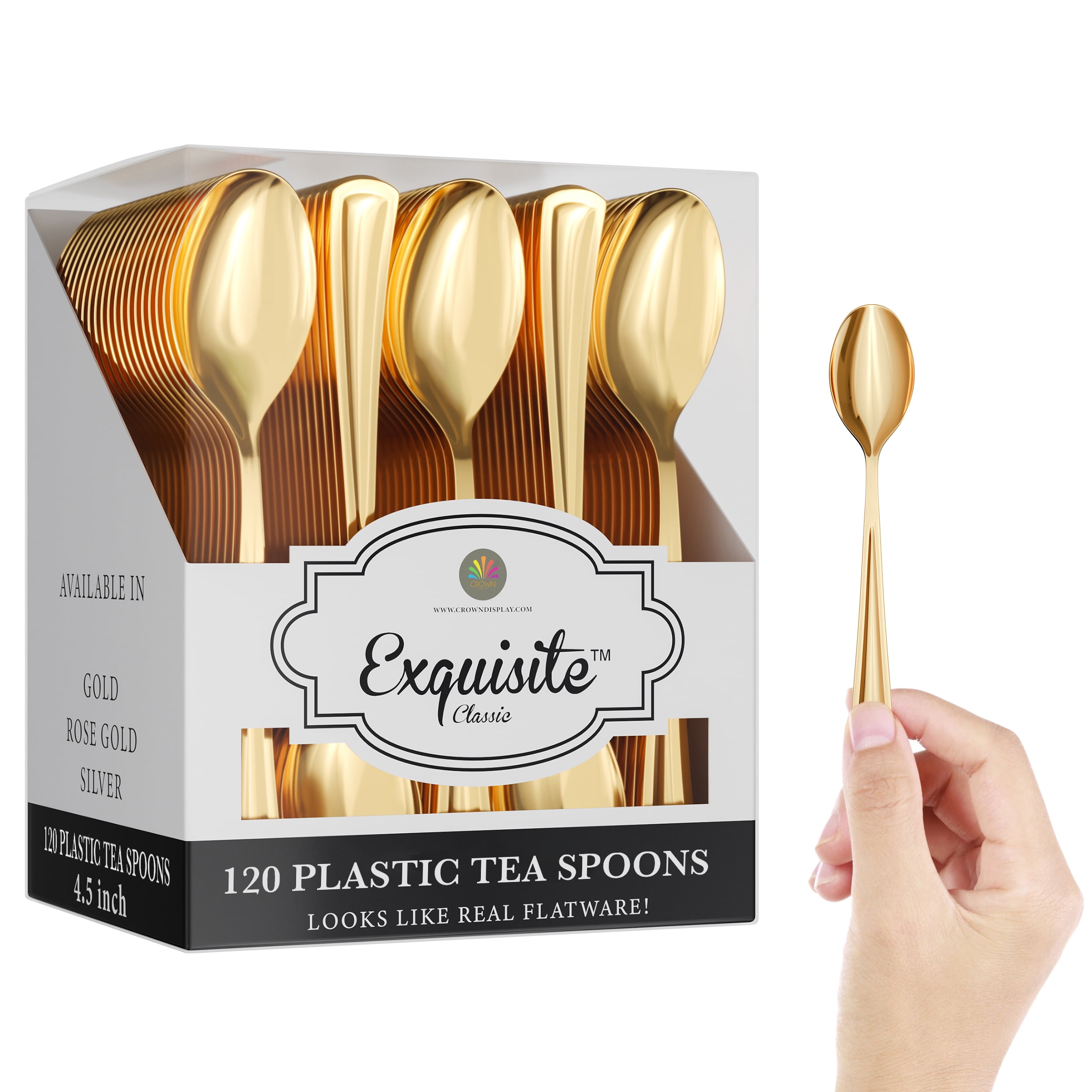 Exquisite 120 Pack Gold Plastic Tea Spoons - Heavy Duty - Disposable ...