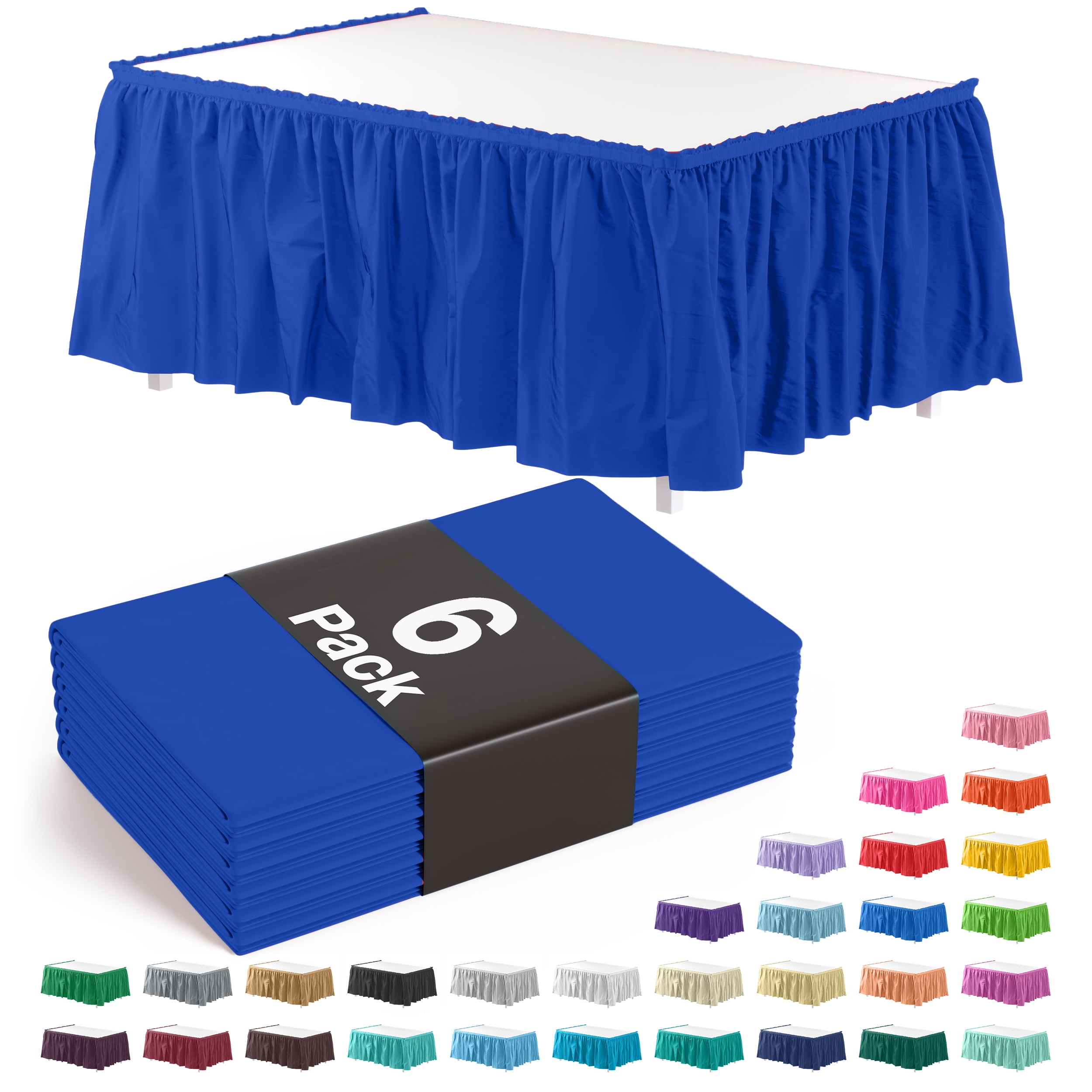 Exquisite 14 Ft. Dark Blue Plastic Table Skirt - 6 Count - Walmart.com