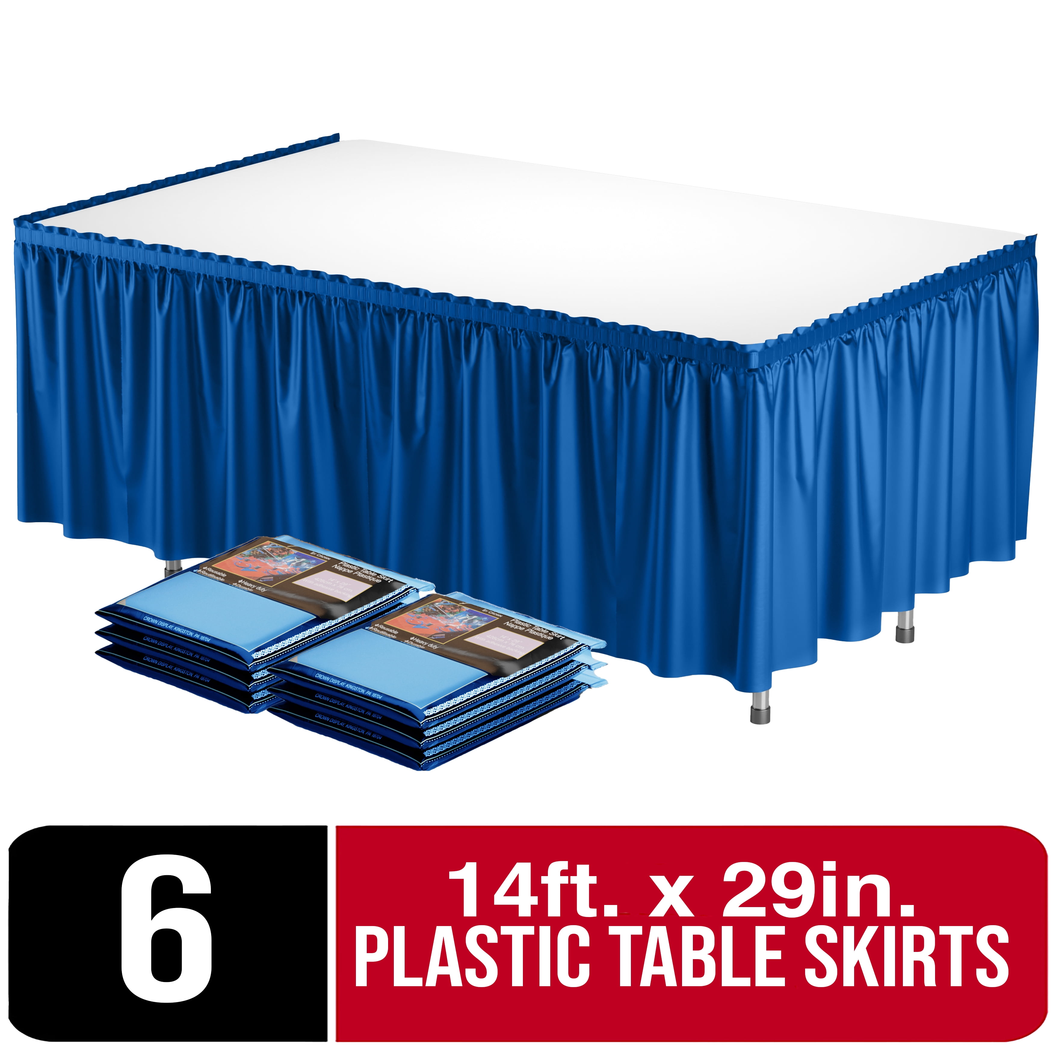 Exquisite 14 Ft. Dark Blue Plastic Table Skirt - 6 Count - Walmart.com