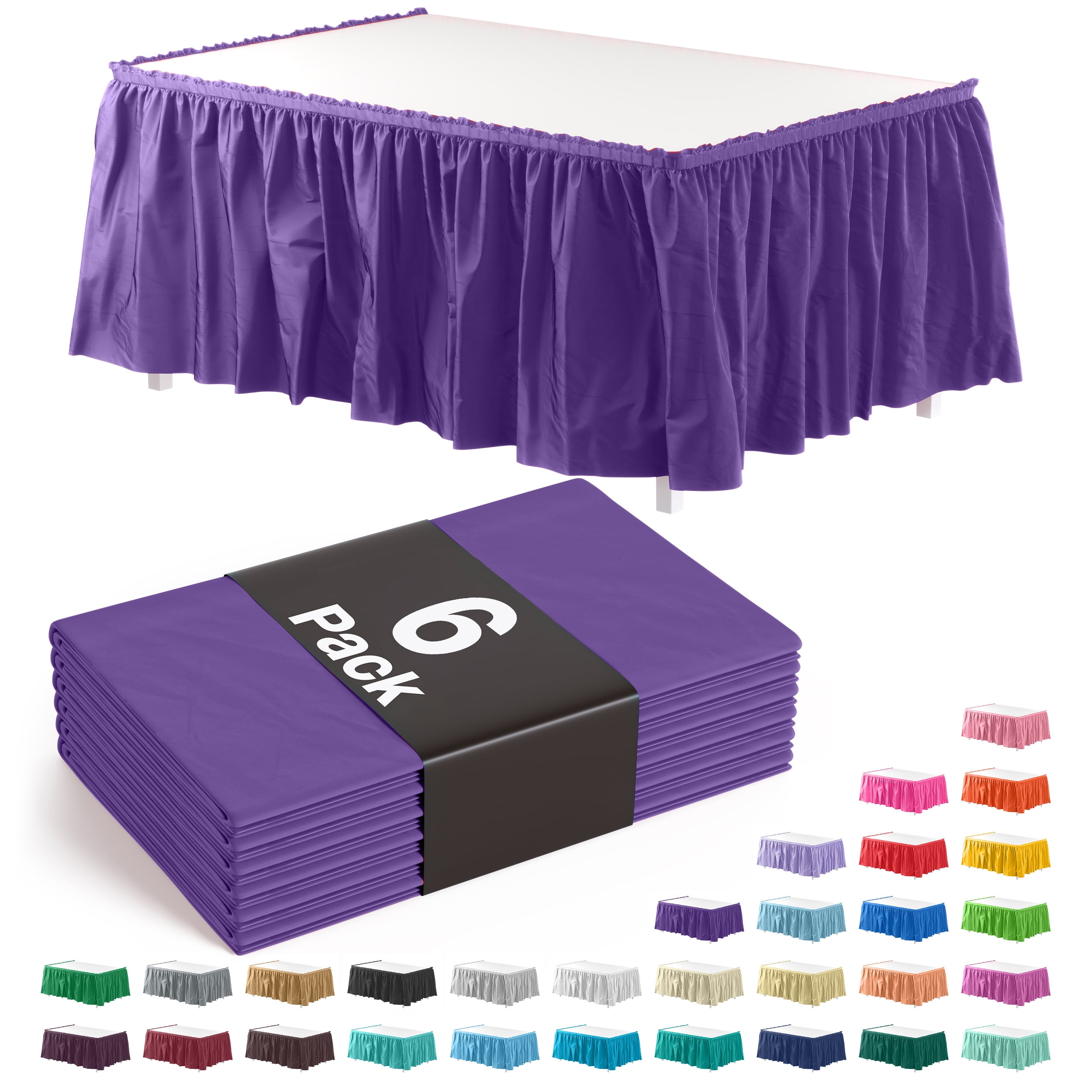 Exquisite 14 Ft Purple Plastic Table Skirt, 6 Count, Self-Adhesive ...
