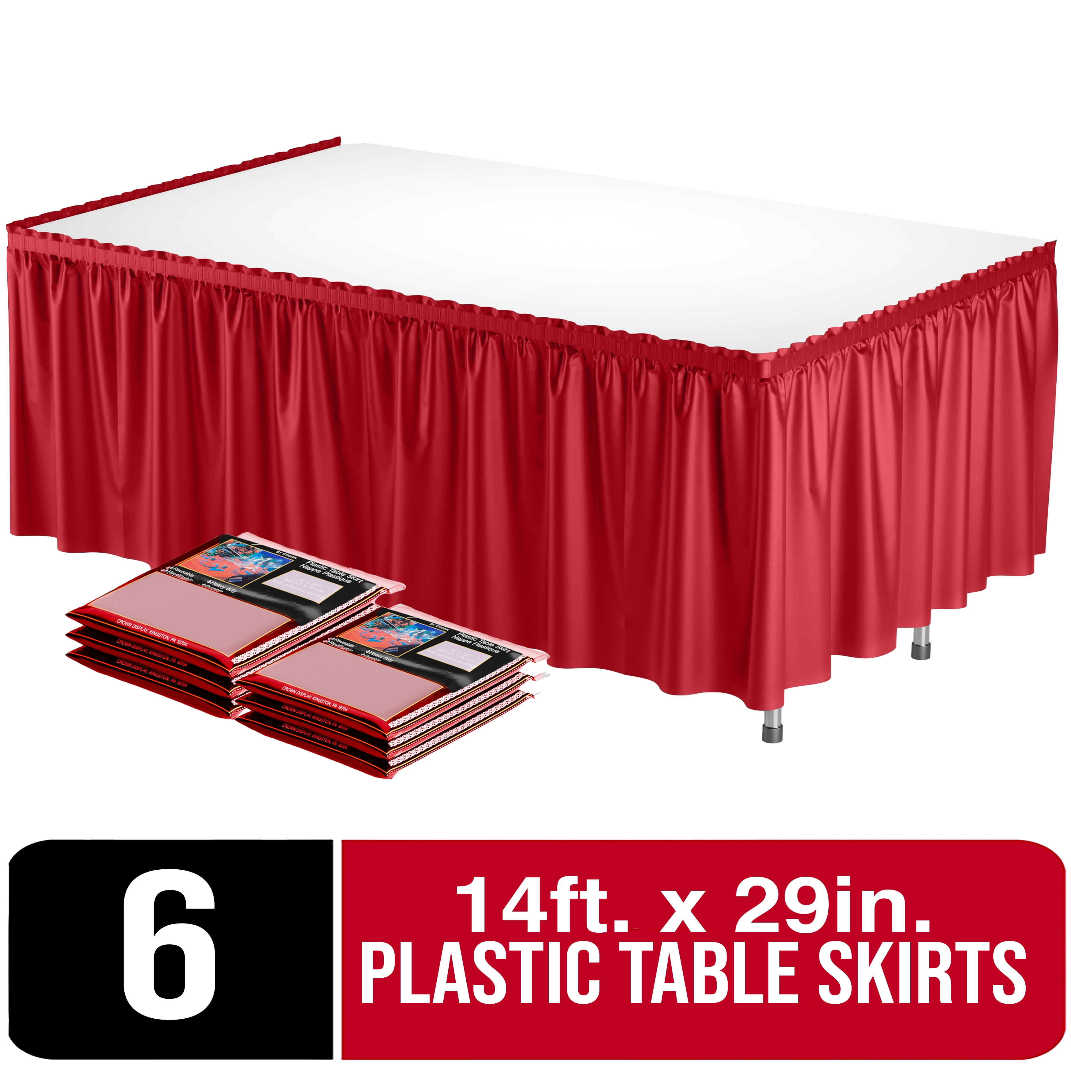 Exquisite 14 Ft. Red Plastic Table Skirt - 6 Count - Walmart.com