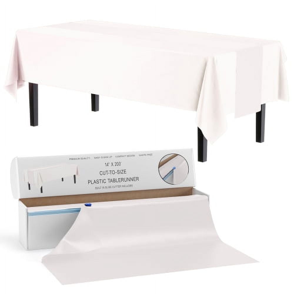 Exquisite 14" X 200' Select A Size Plastic Table Runner with Built-In ...