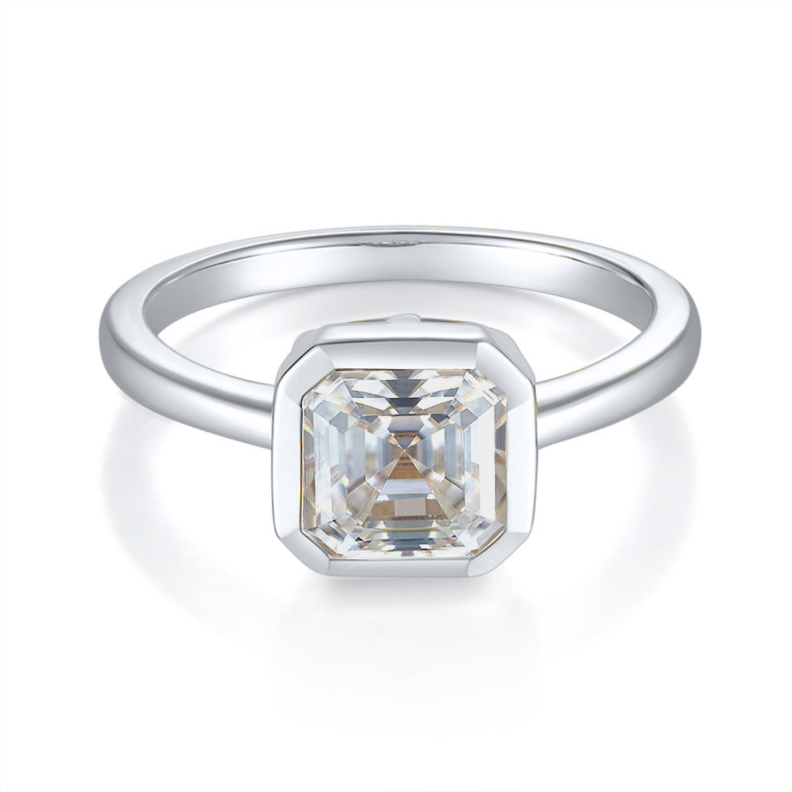 Exquisite 2 Carat Lab Created Moissanite Rings for Women Asscher Cut D ...