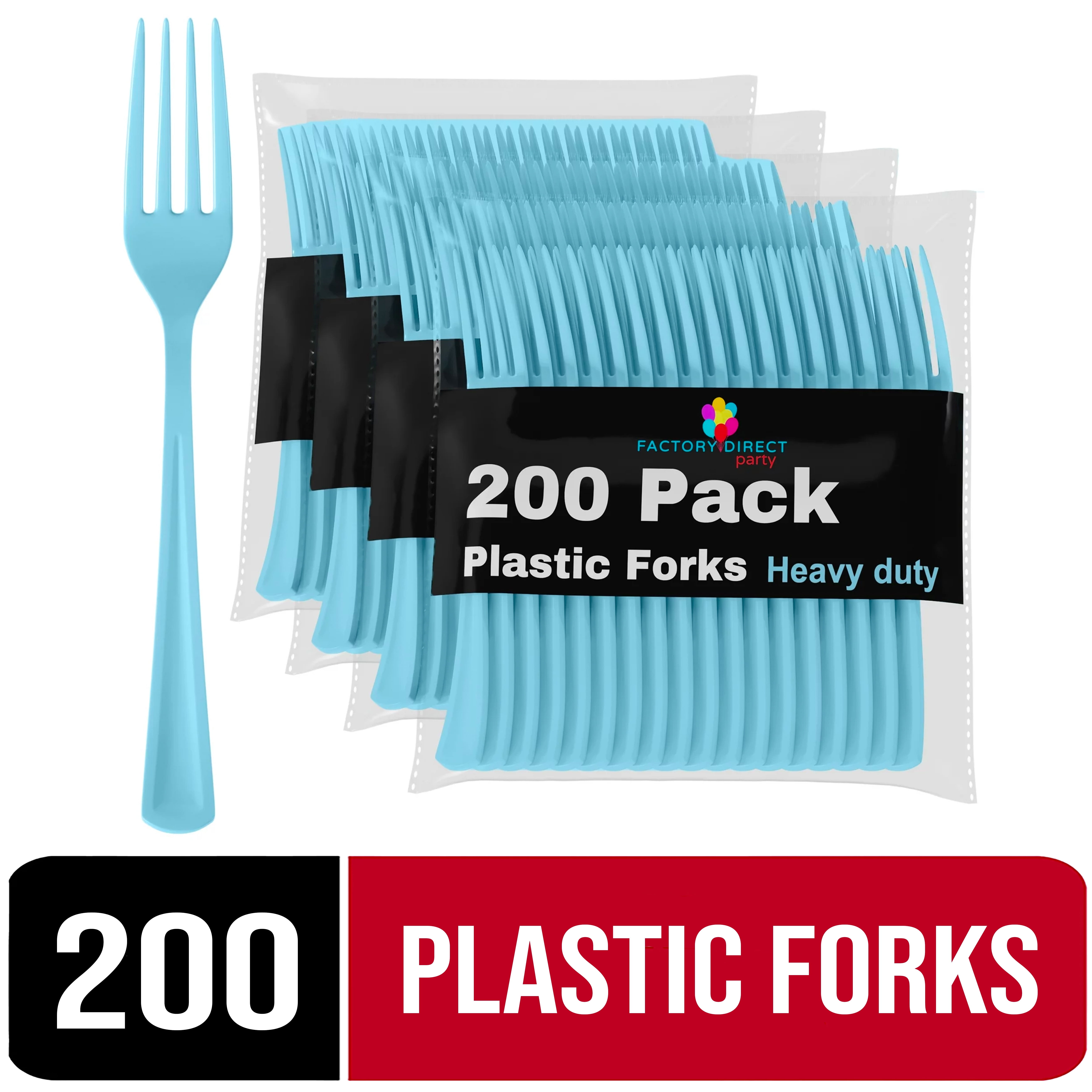 Exquisite 200-Count, 4-Pack Disposable Heavy-Duty Blue Plastic Forks ...