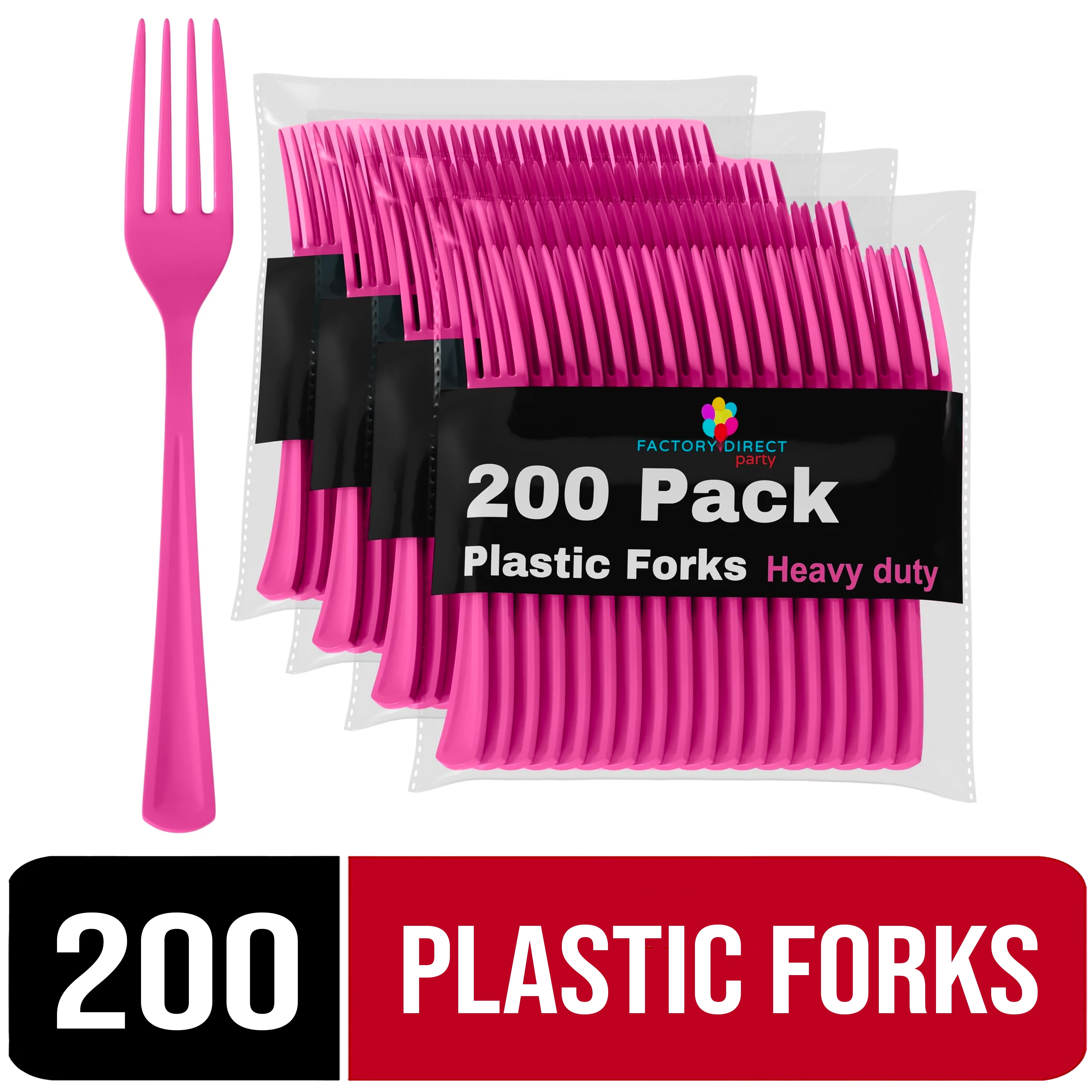 Exquisite 200-Count Disposable Plastic Forks, Heavy-Duty, Pink, 4-Pack ...