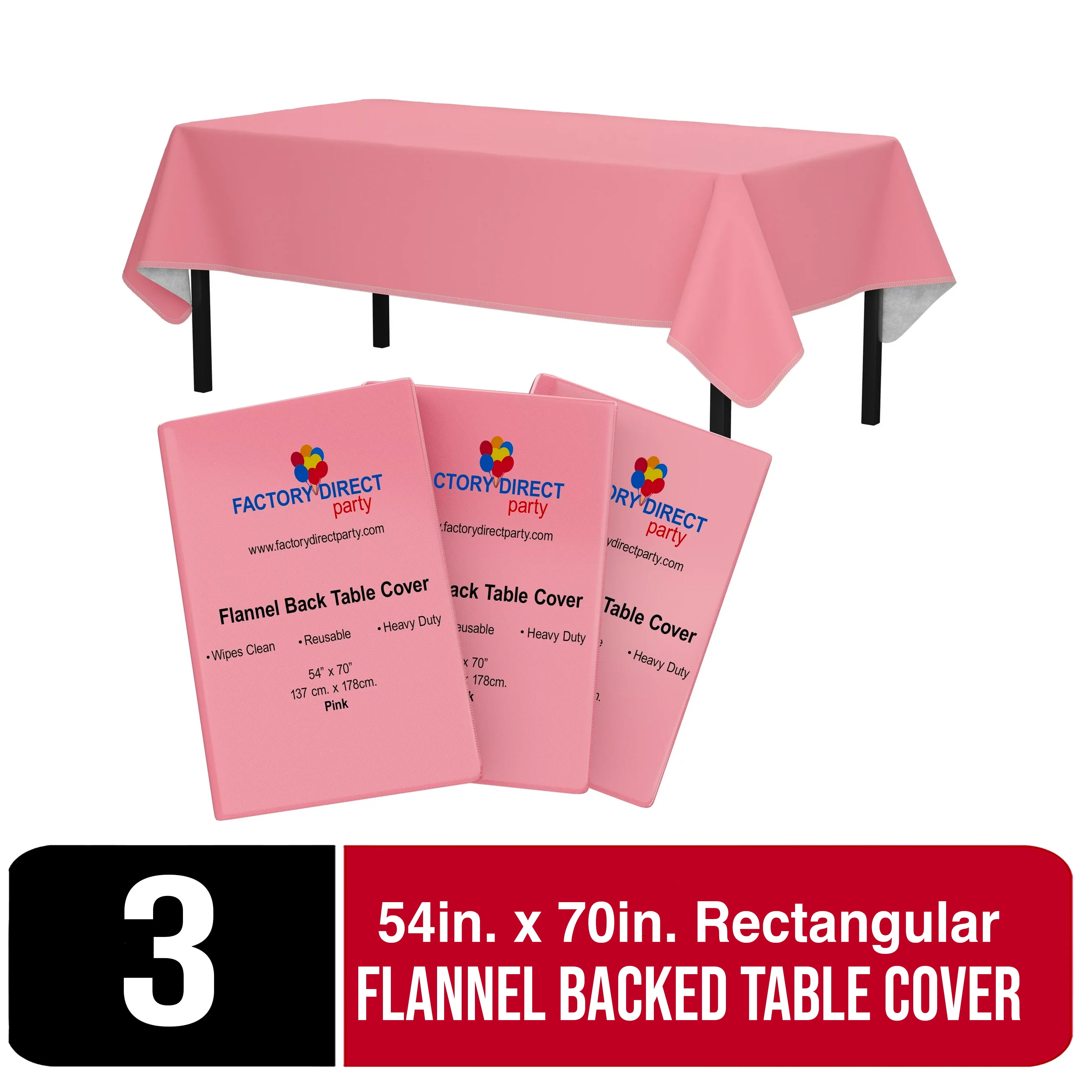 Exquisite 3 Count 54 x 70 Inch. Pink Rectangular Flannel Backed Table ...