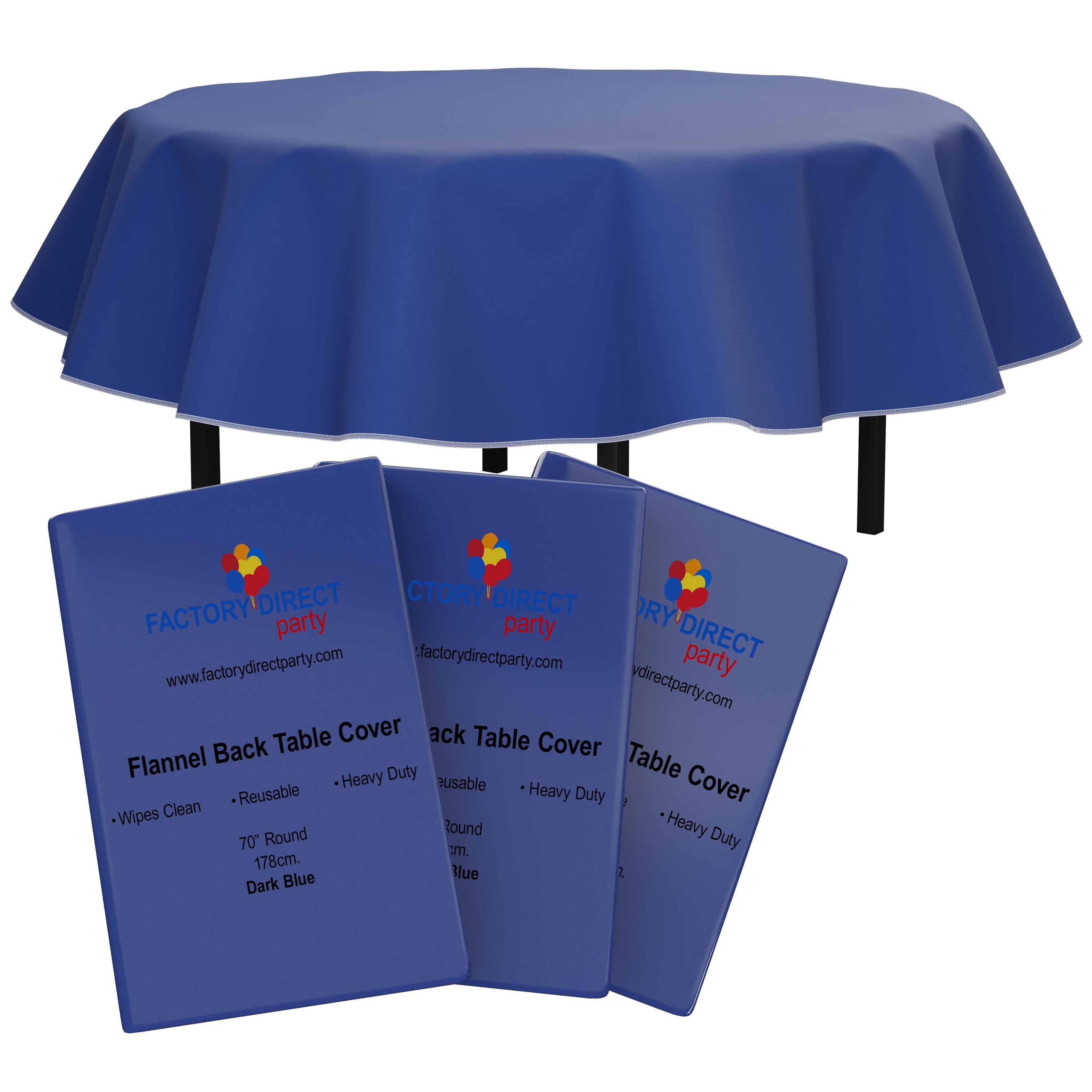 Exquisite 3 Pack 70-inch x 70-inch Round Blue Solid Print Vinyl ...