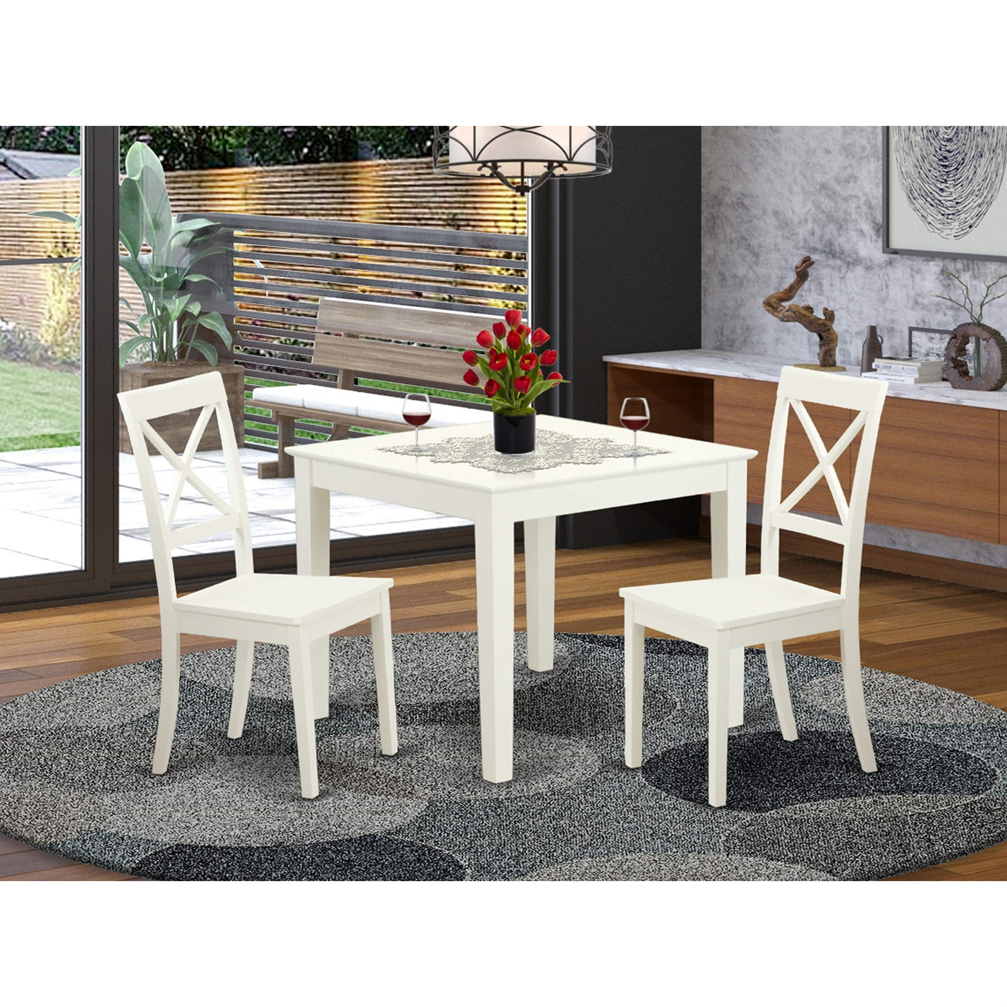 Exquisite 3 Piece Square Dining Set: Small Table & 2 Chairs | Solid ...