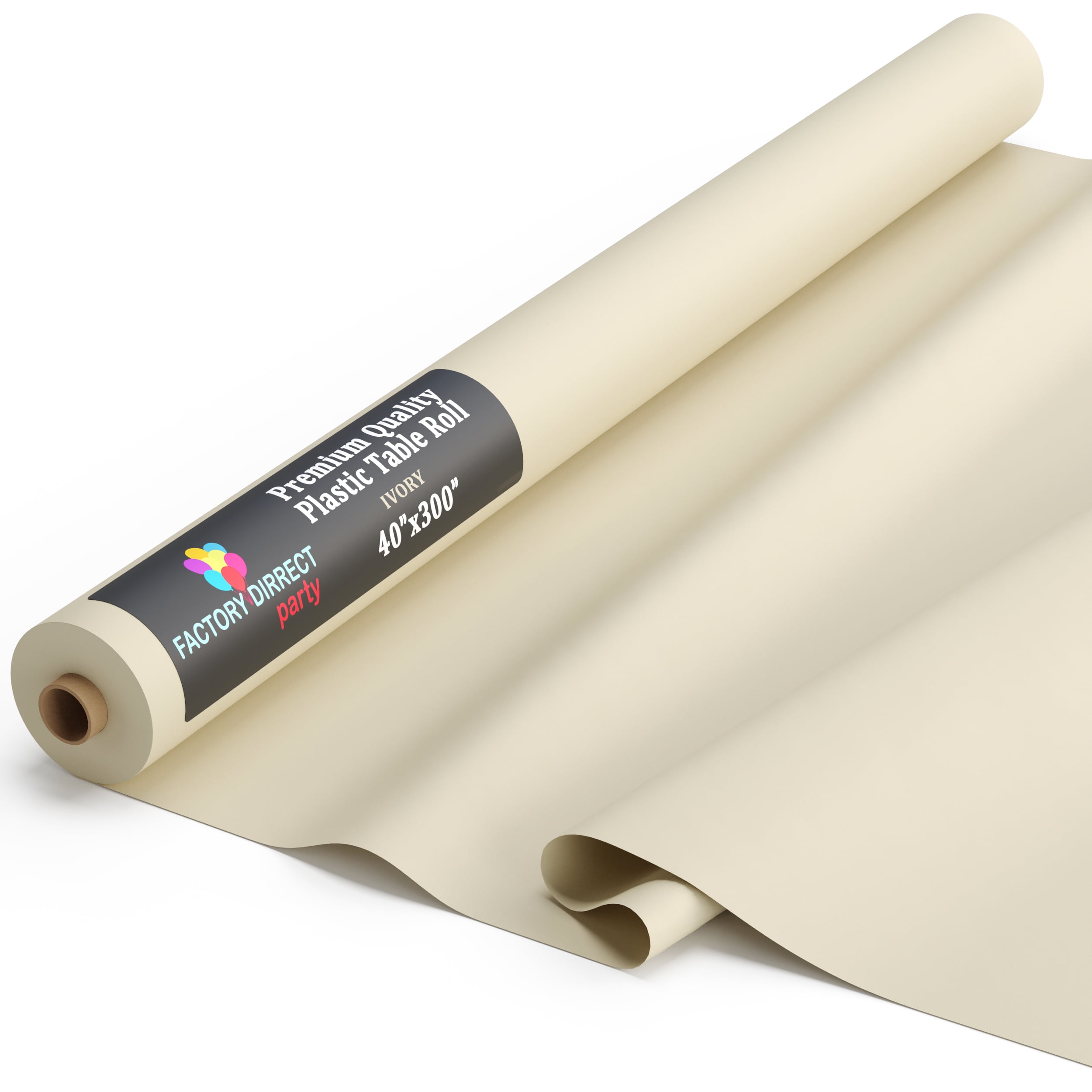 Exquisite Disposable Ivory Plastic Tablecloth Coverings, 300 ft x 40 in ...