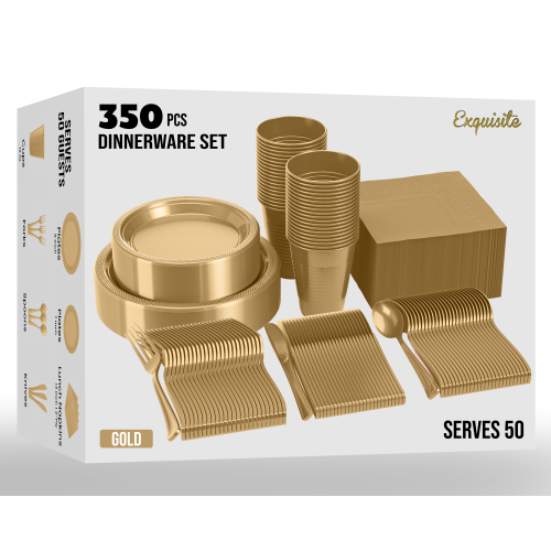 Exquisite Tinted Plastic Wedding Plates 40-Piece Party Set - 20 Guests ...