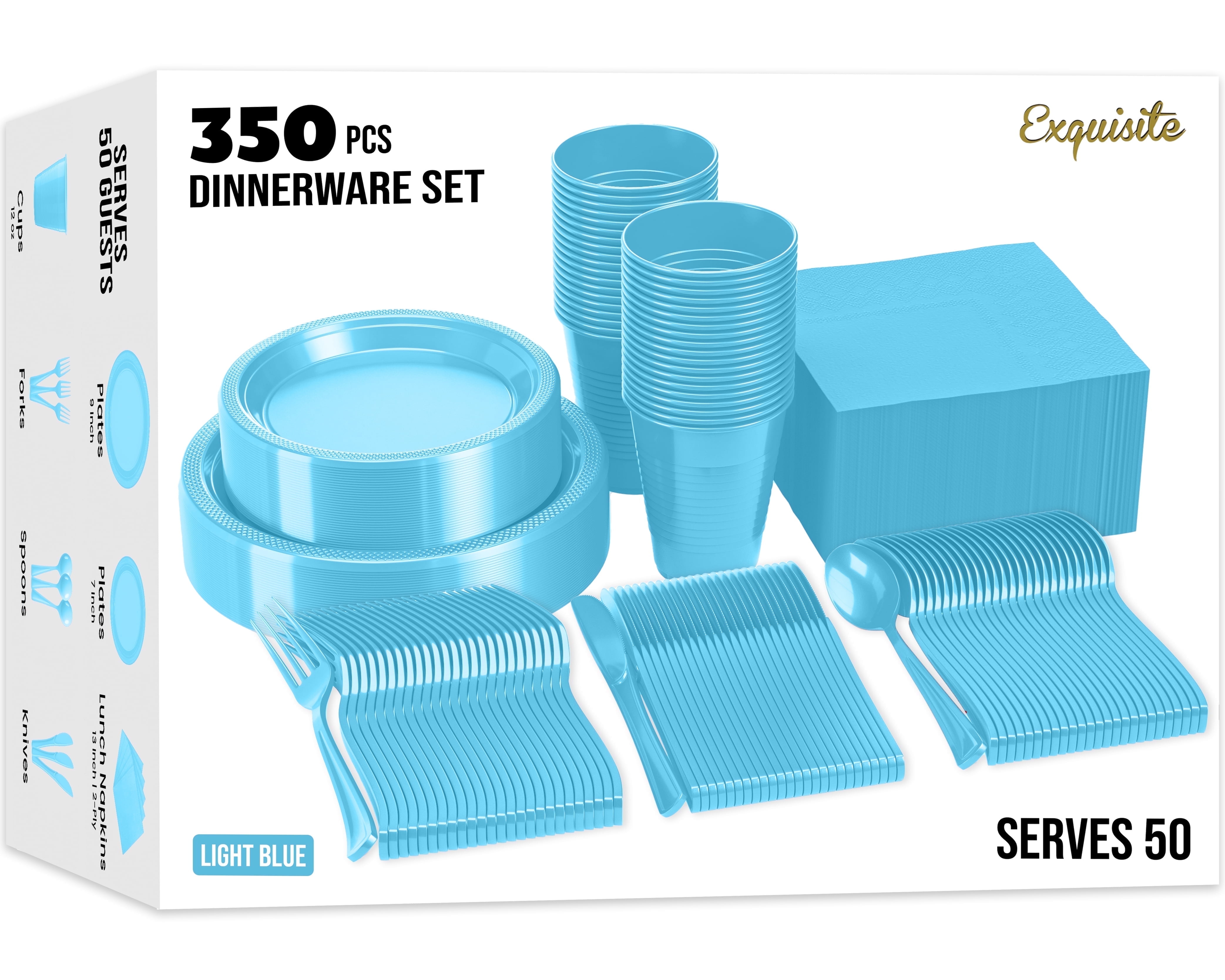 Exquisite, Disposable Party Plates, 350 Piece, Light Blue - Walmart.com