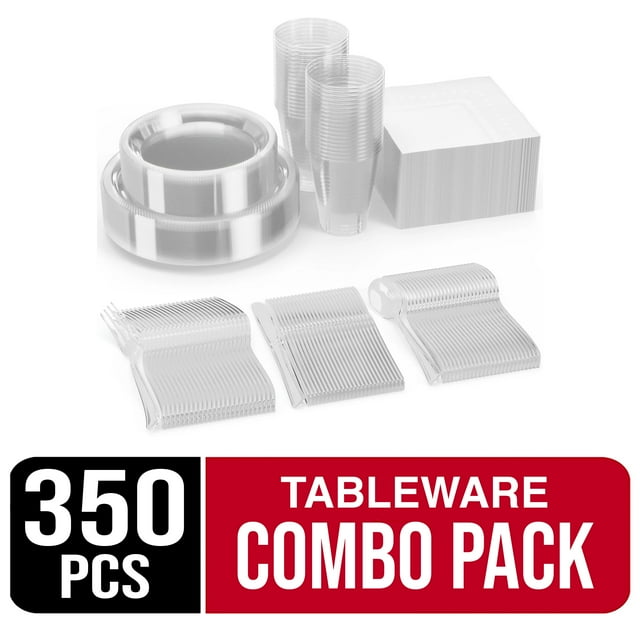 Exquisite 350 Piece Solid Color Disposable Plastic Party Tableware ...