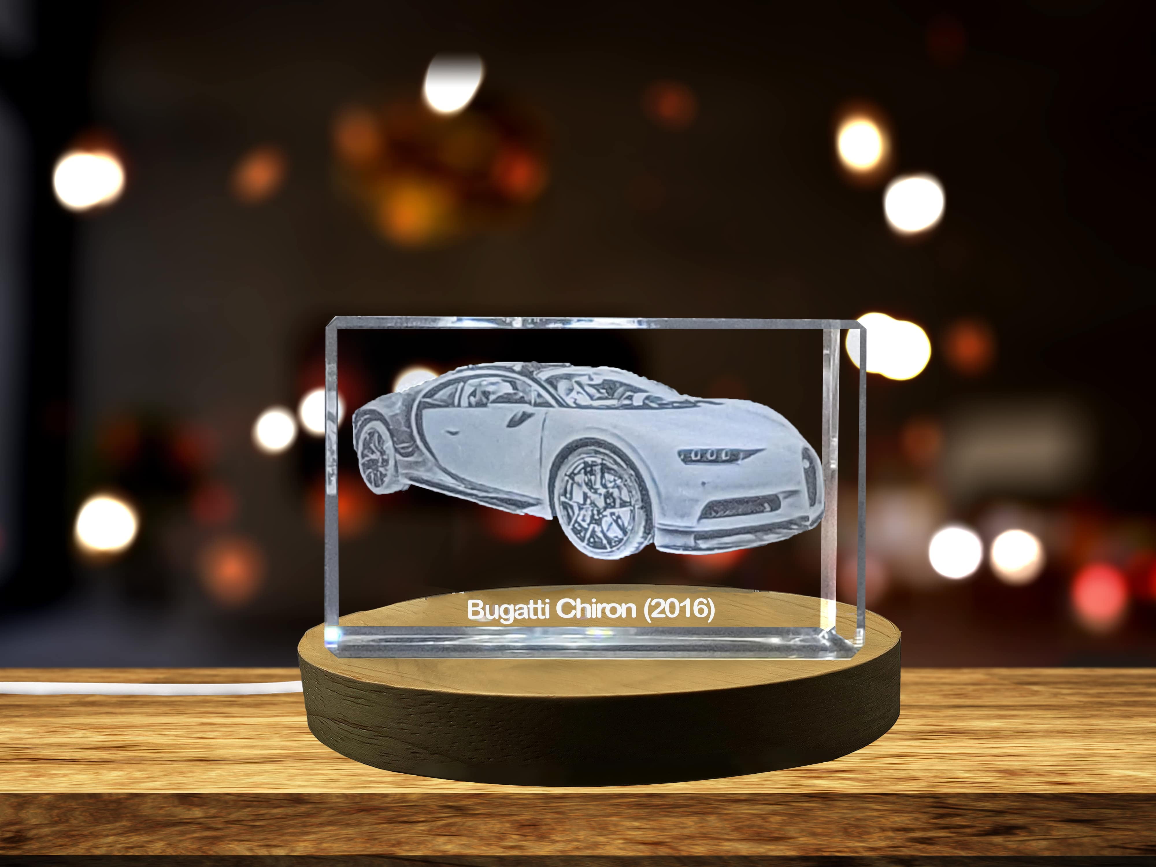Exquisite 3D Engraved Crystal of the Legendary 2016 Bugatti Chiron ...