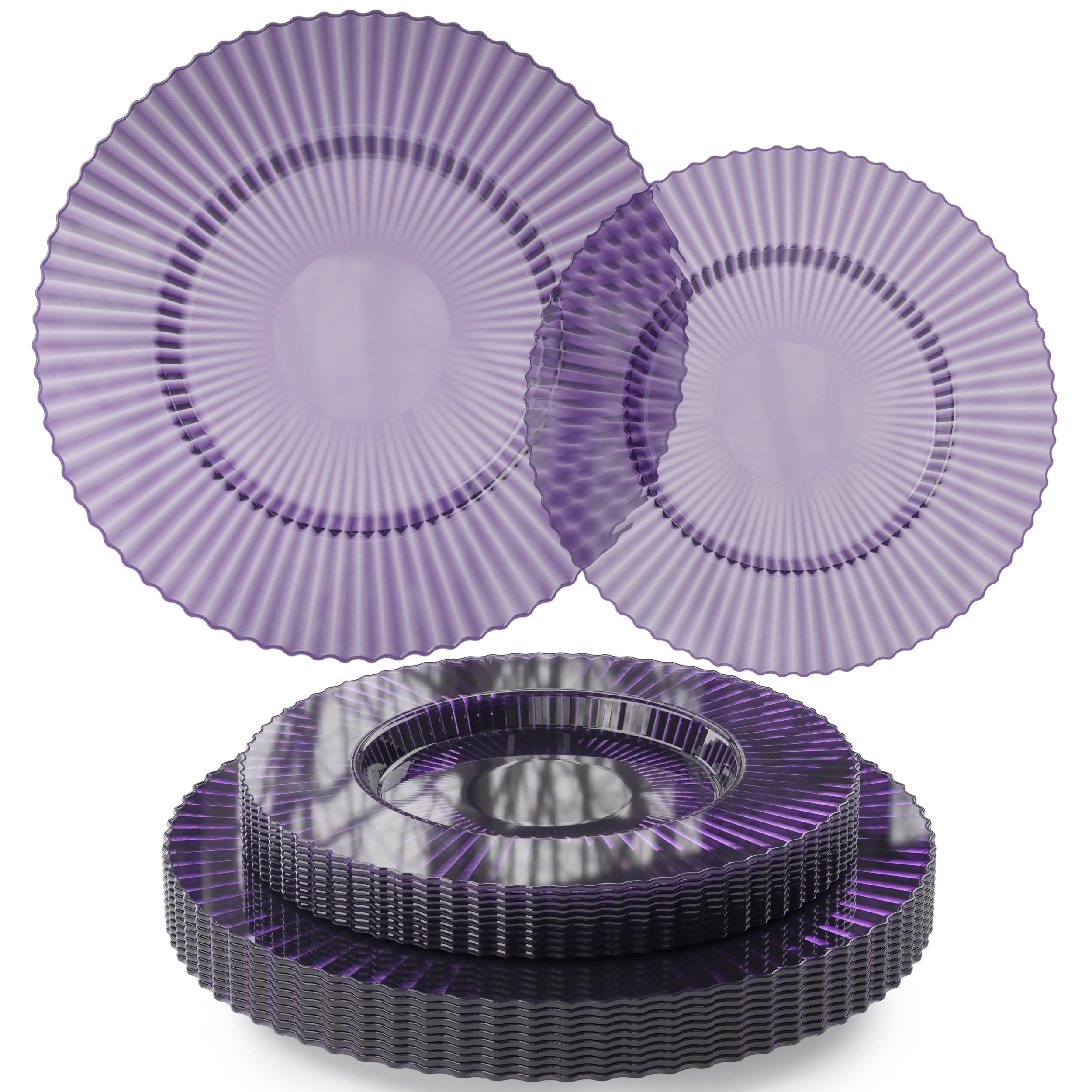 Exquisite 40-Piece Dinner Plates Set, Purple, 40 Count, 9 x 11 Inches ...