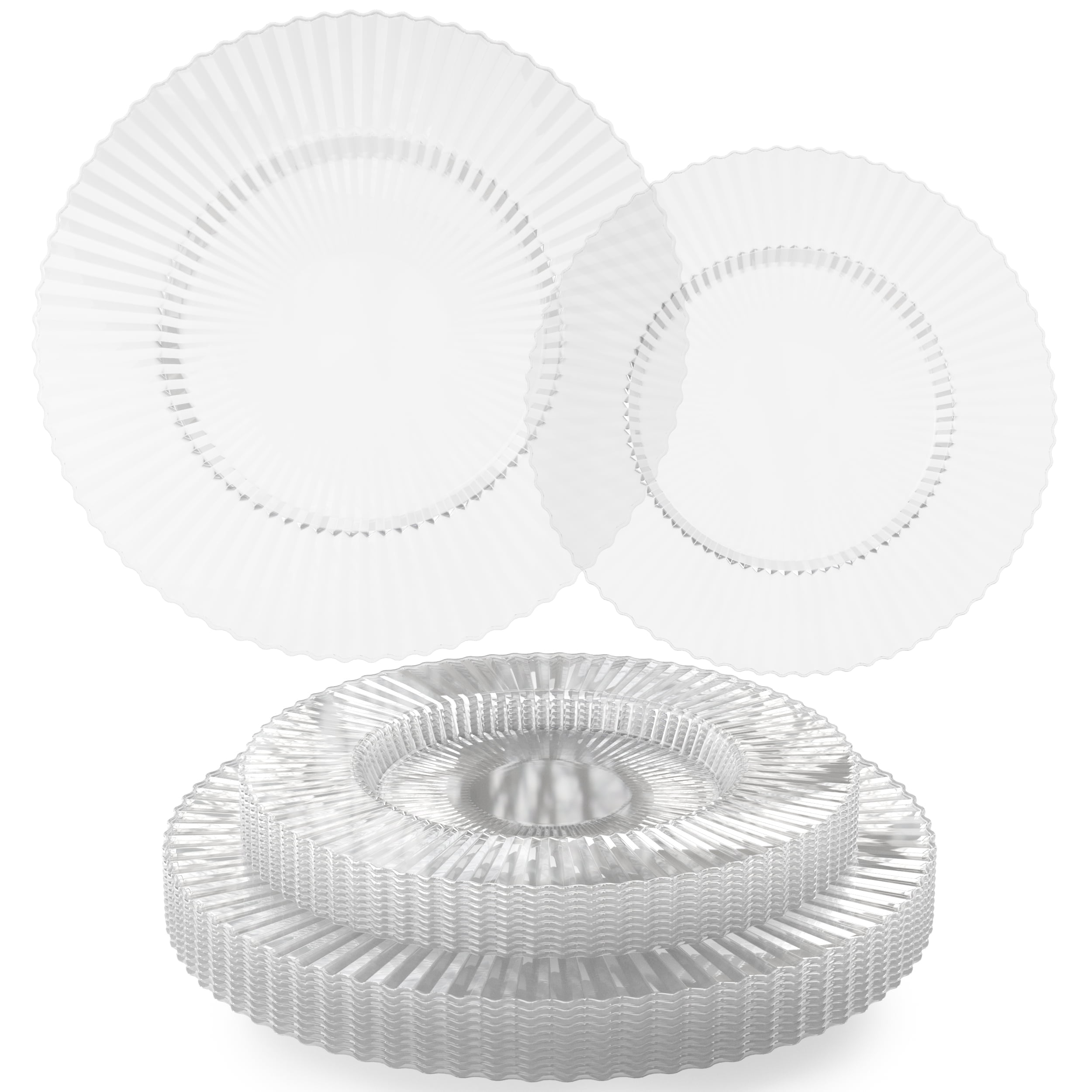 Exquisite 40-Piece Fancy Disposable Party Plate Set - Crystal Clear ...