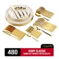 Exquisite 480 Piece Ivory Classic Plastic Combo Set | Serves 80 Guests ...