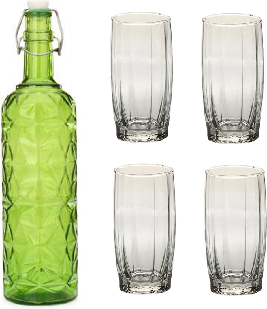 Exquisite 5 Piece Beverage Glass Serving Set with Featuring Elegant ...