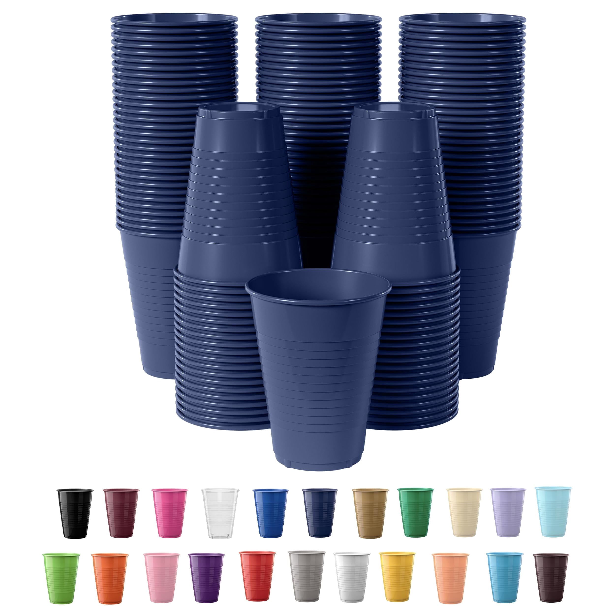 Exquisite 50 Ct 12 Fl Oz Navy Disposable Plastic Cups, Heavy Duty Party ...