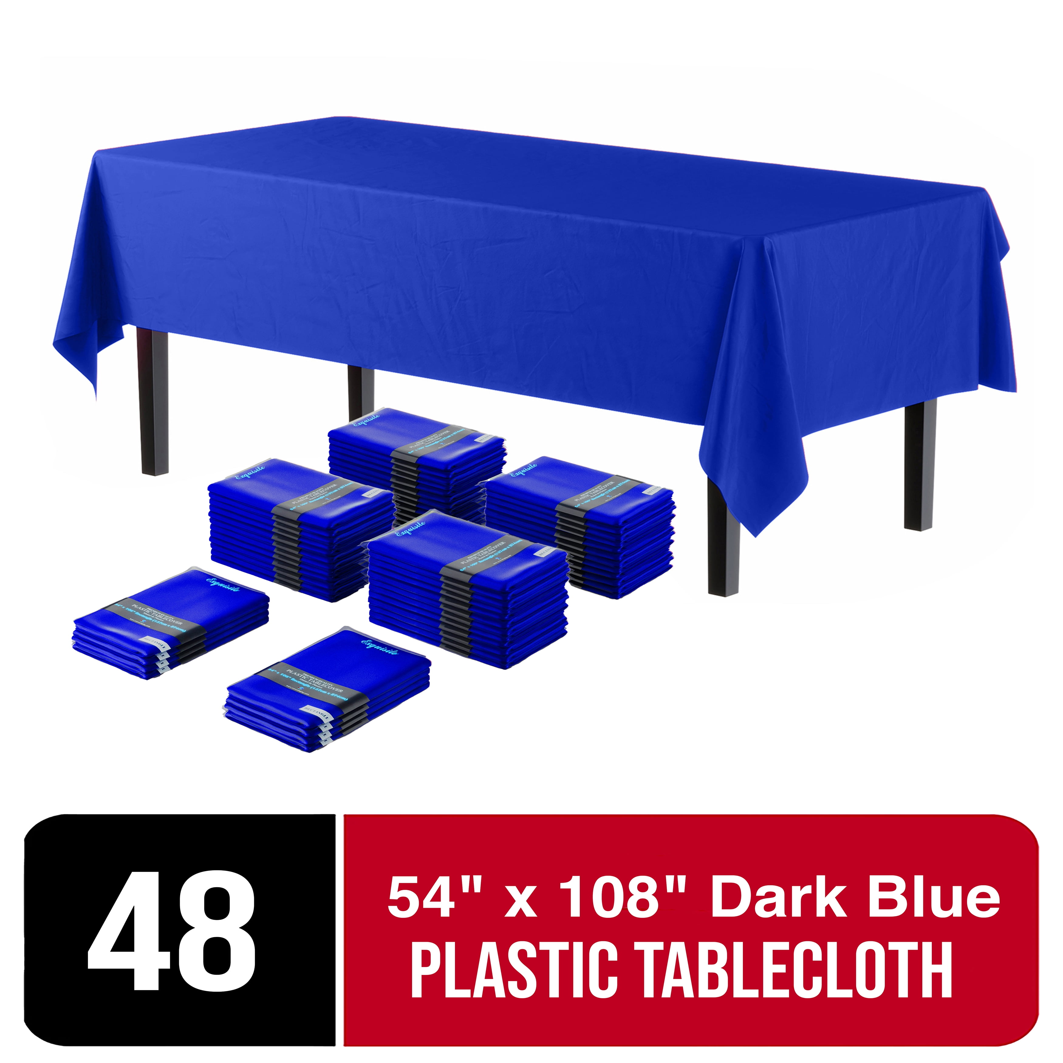 Exquisite 54" Inch X 108" Dark Blue Disposable Tablecloths - Plastic ...
