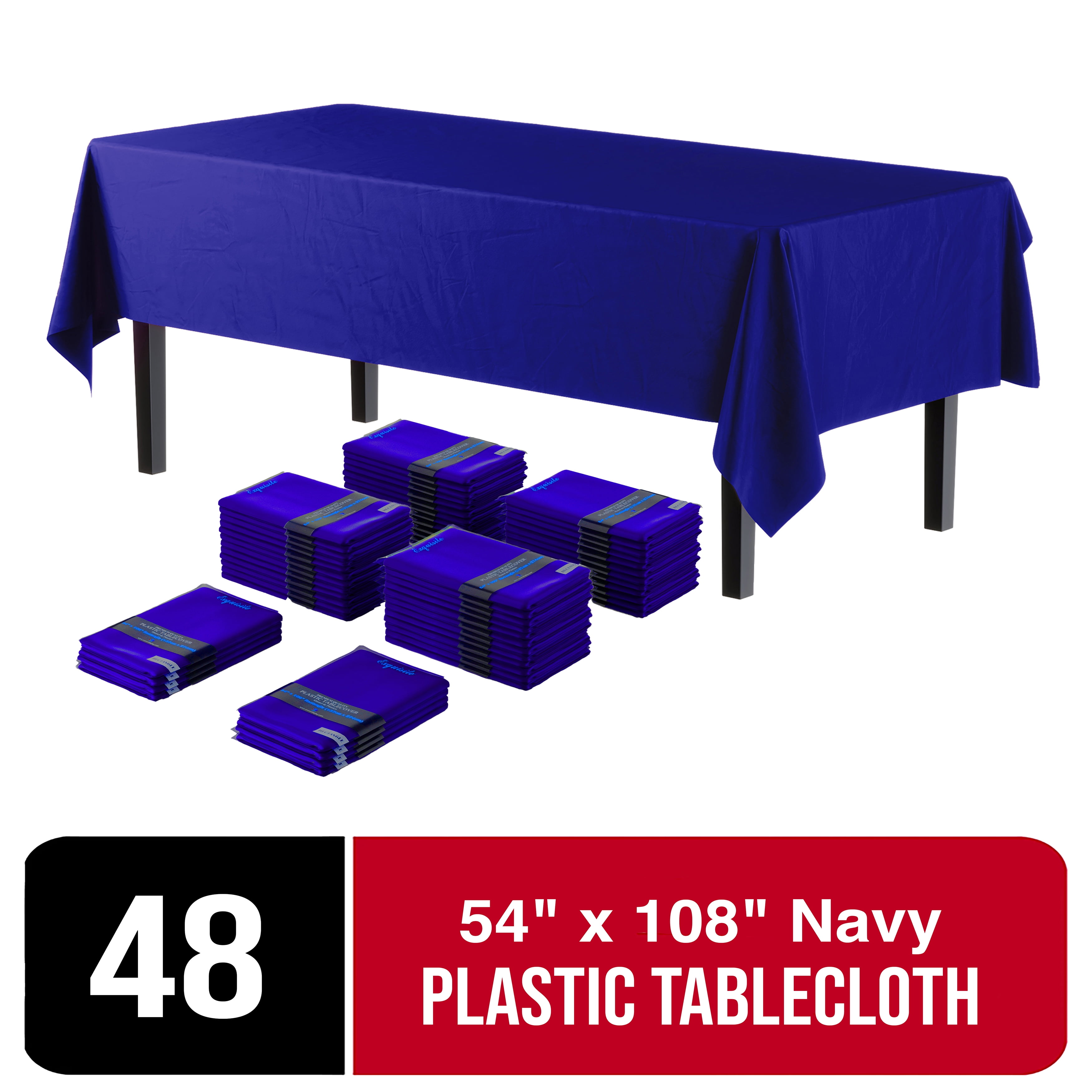 Exquisite 54" Inch X 108" Navy Disposable Tablecloths - Plastic ...